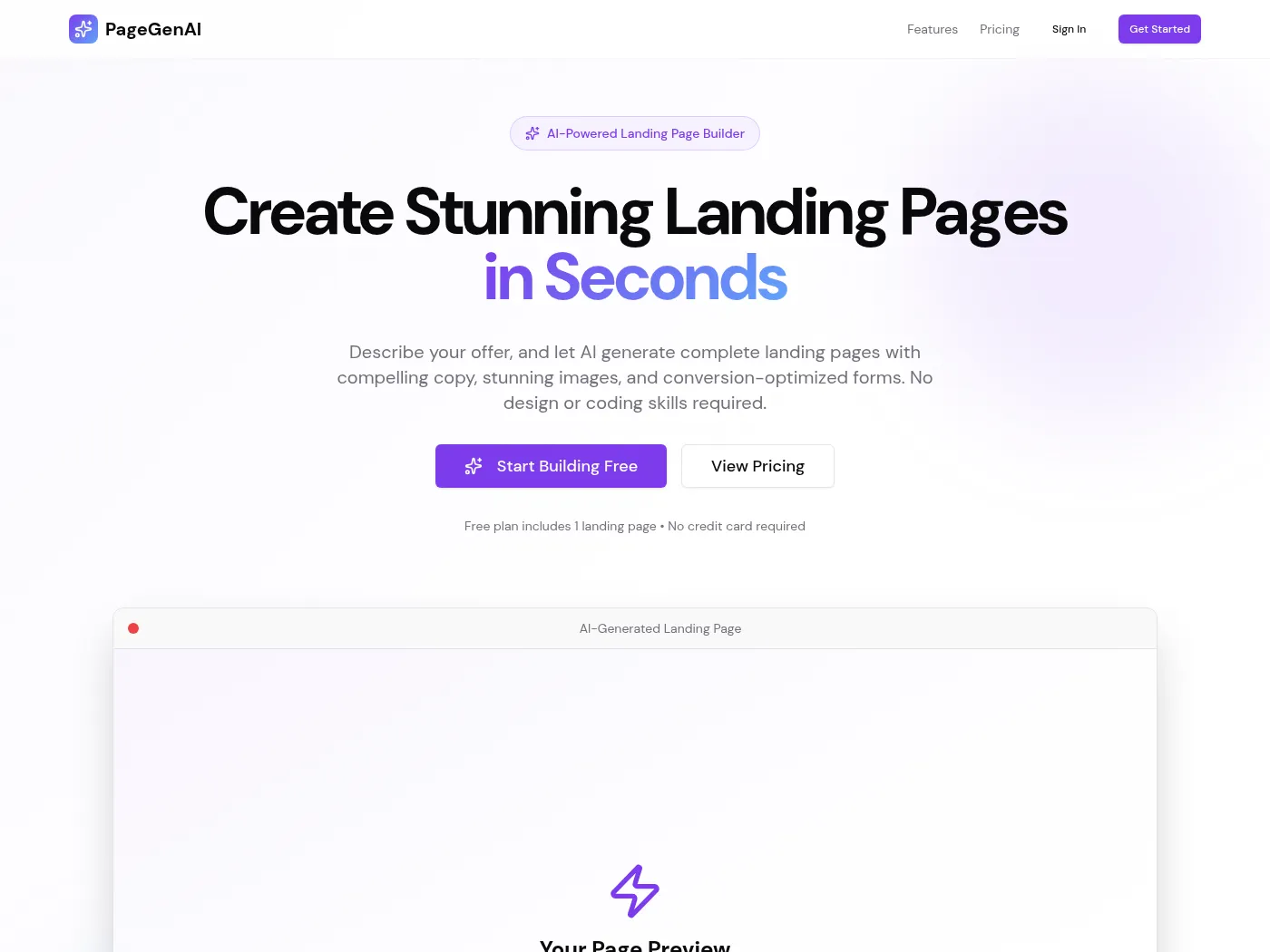 AI Landing Page Builder Platform