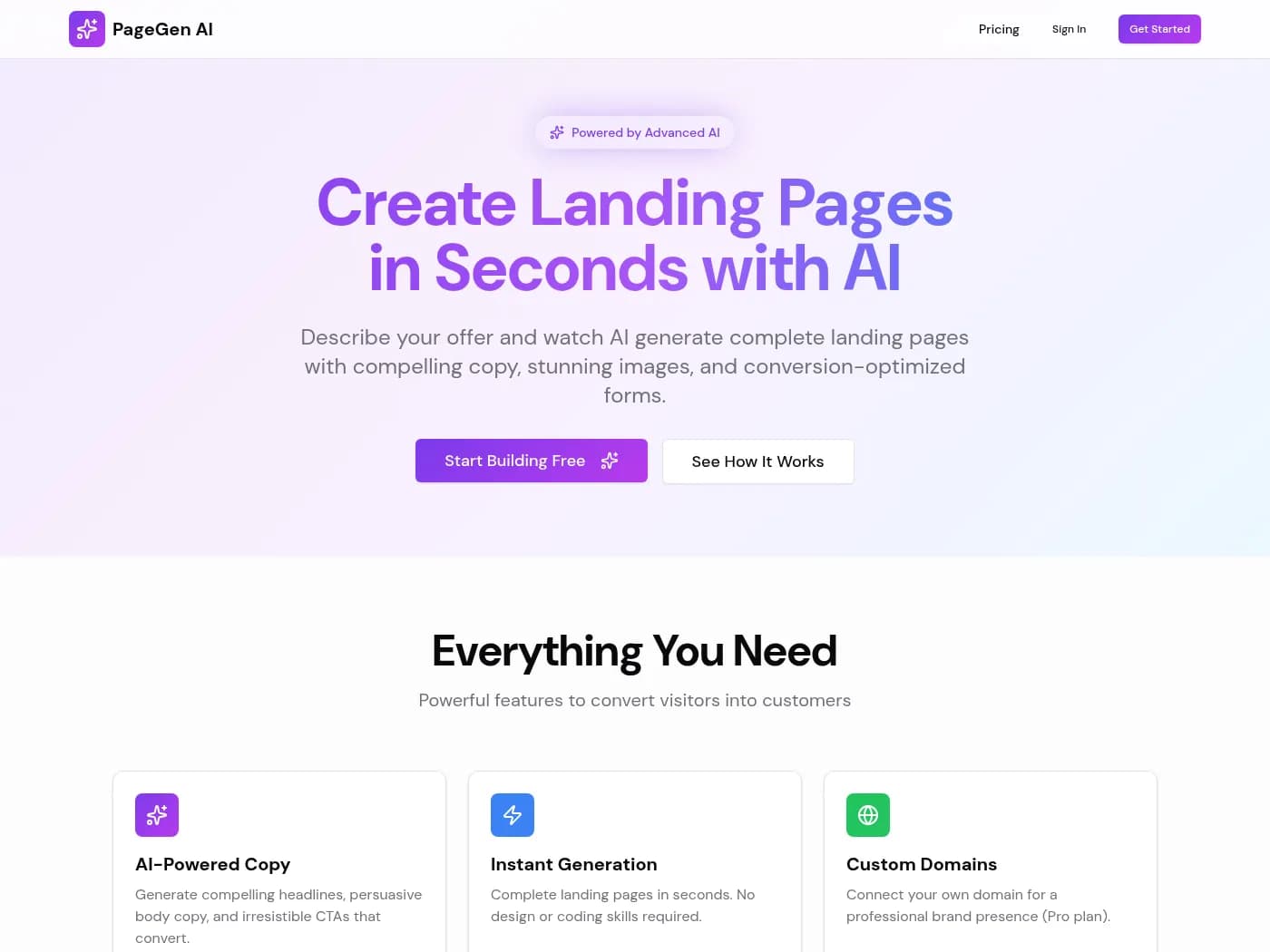 AI Landing Page Builder Platform