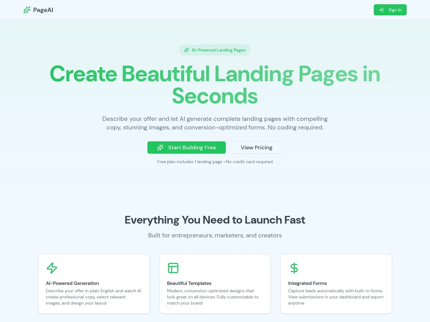 AI Landing Page Builder Platform