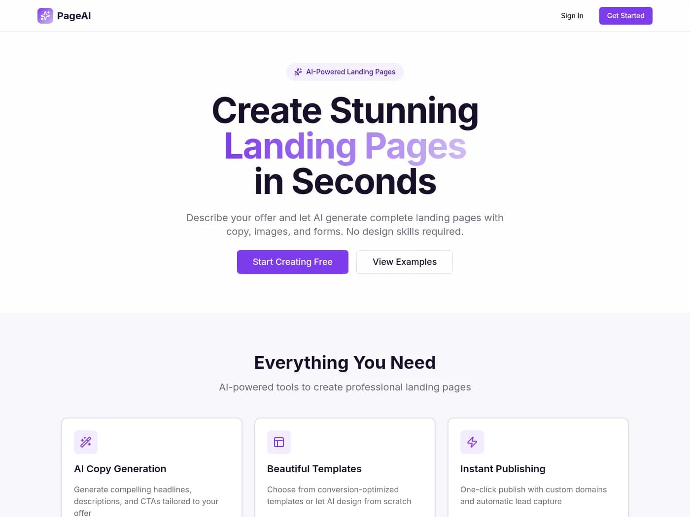 AI Landing Page Builder Platform