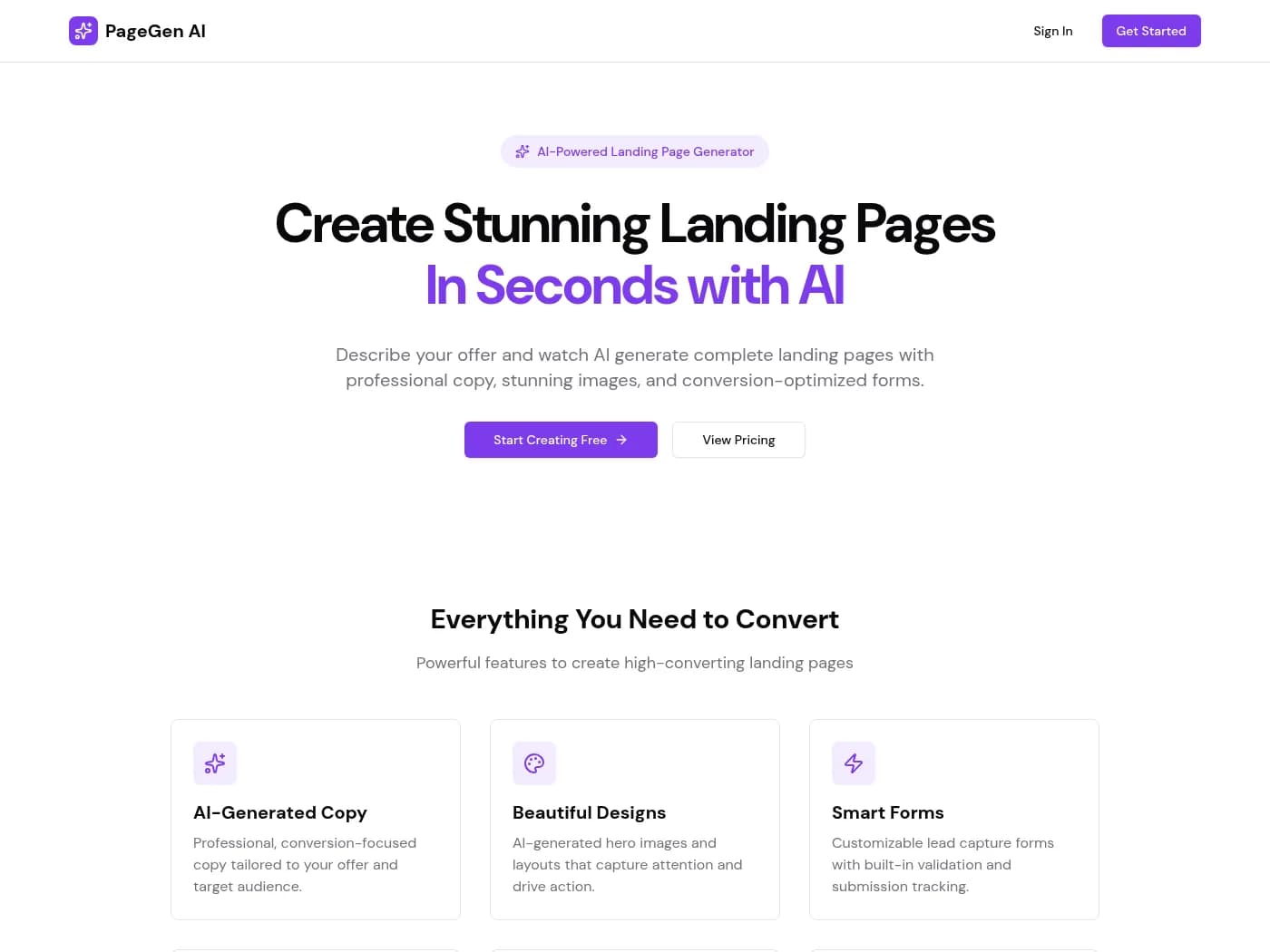 AI-Powered Landing Page Generator Platform