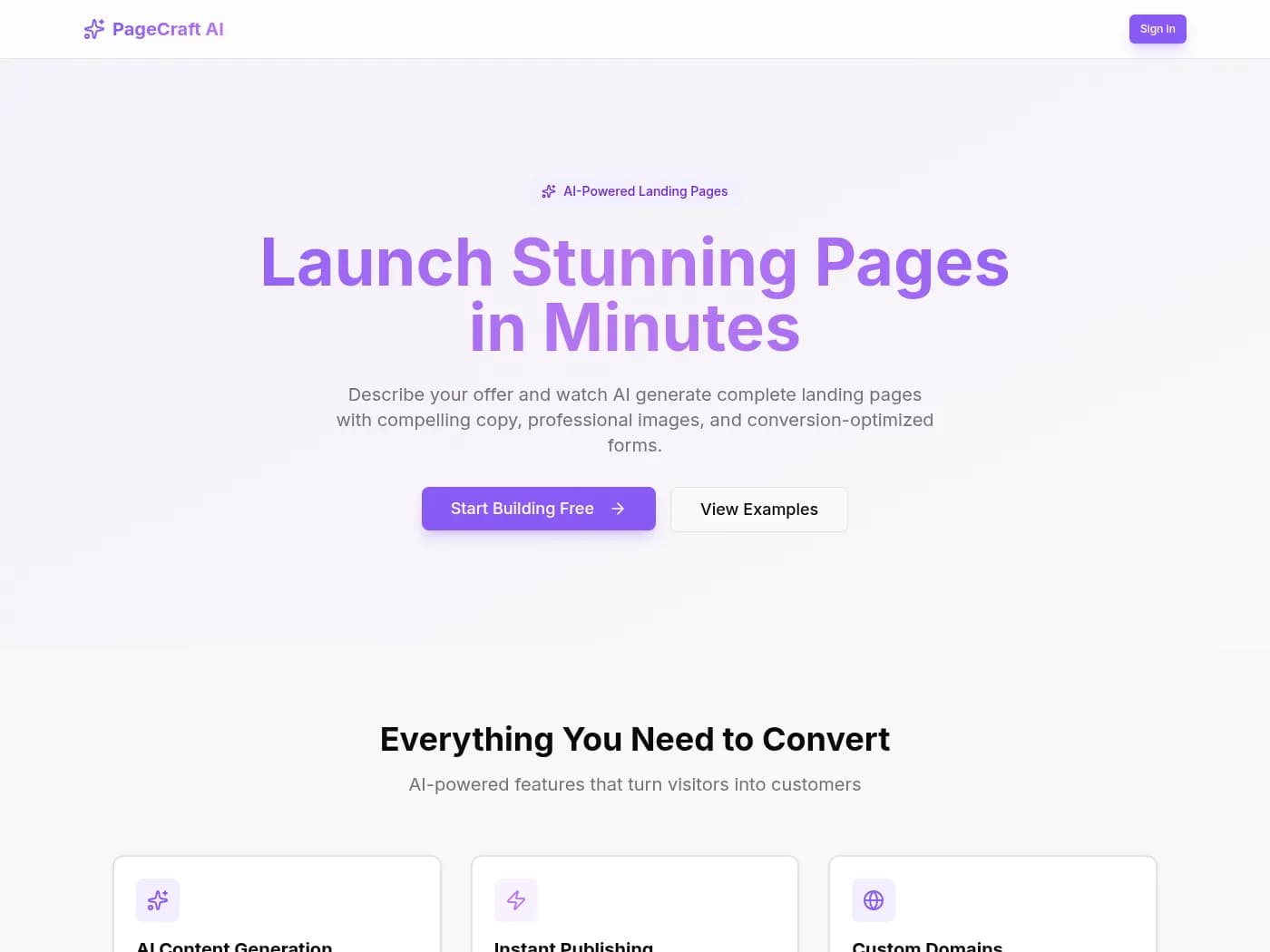 AI-Powered Landing Page Builder Platform