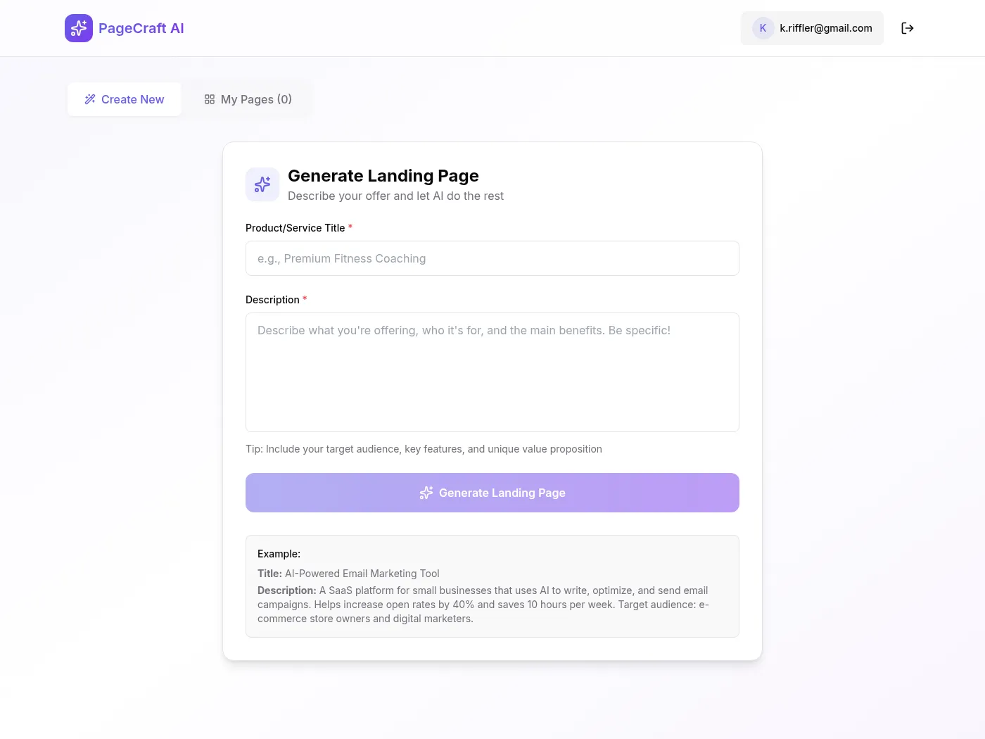 AI Landing Page Builder Platform