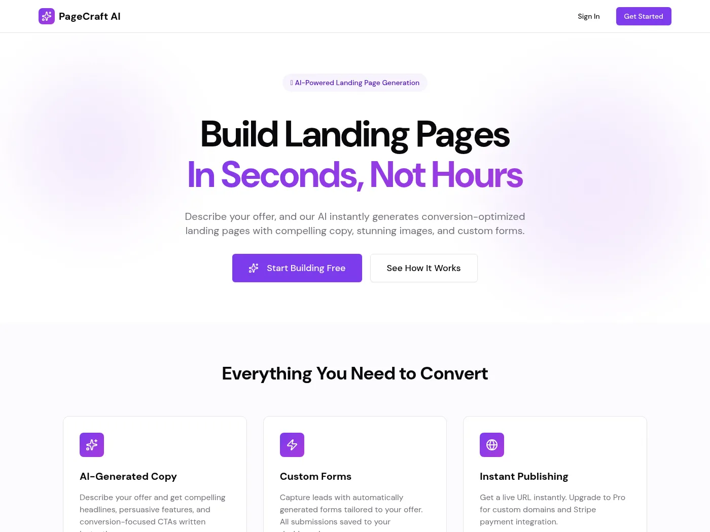 AI Landing Page Builder Platform
