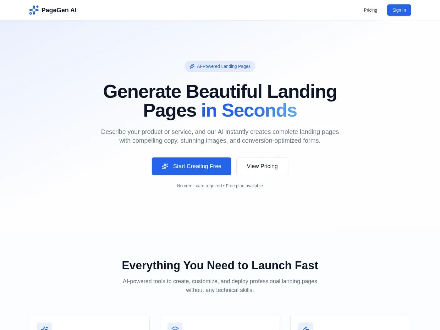 AI-Powered Landing Page Builder Platform