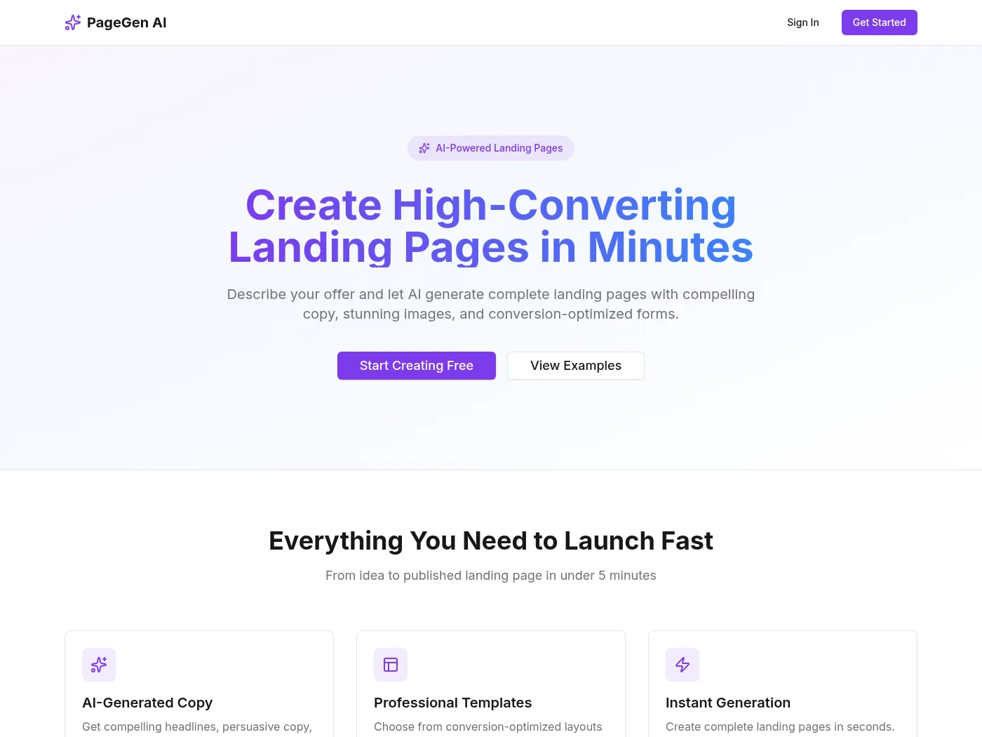 AI Landing Page Builder Platform