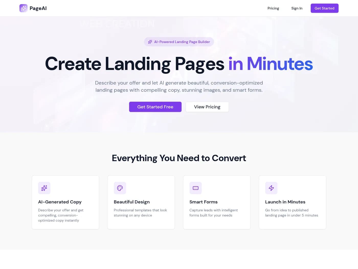 AI Landing Page Builder Platform