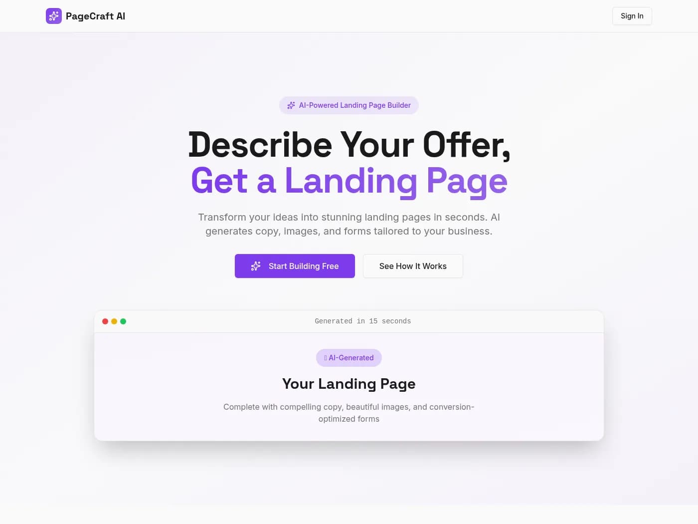 AI Landing Page Builder Platform
