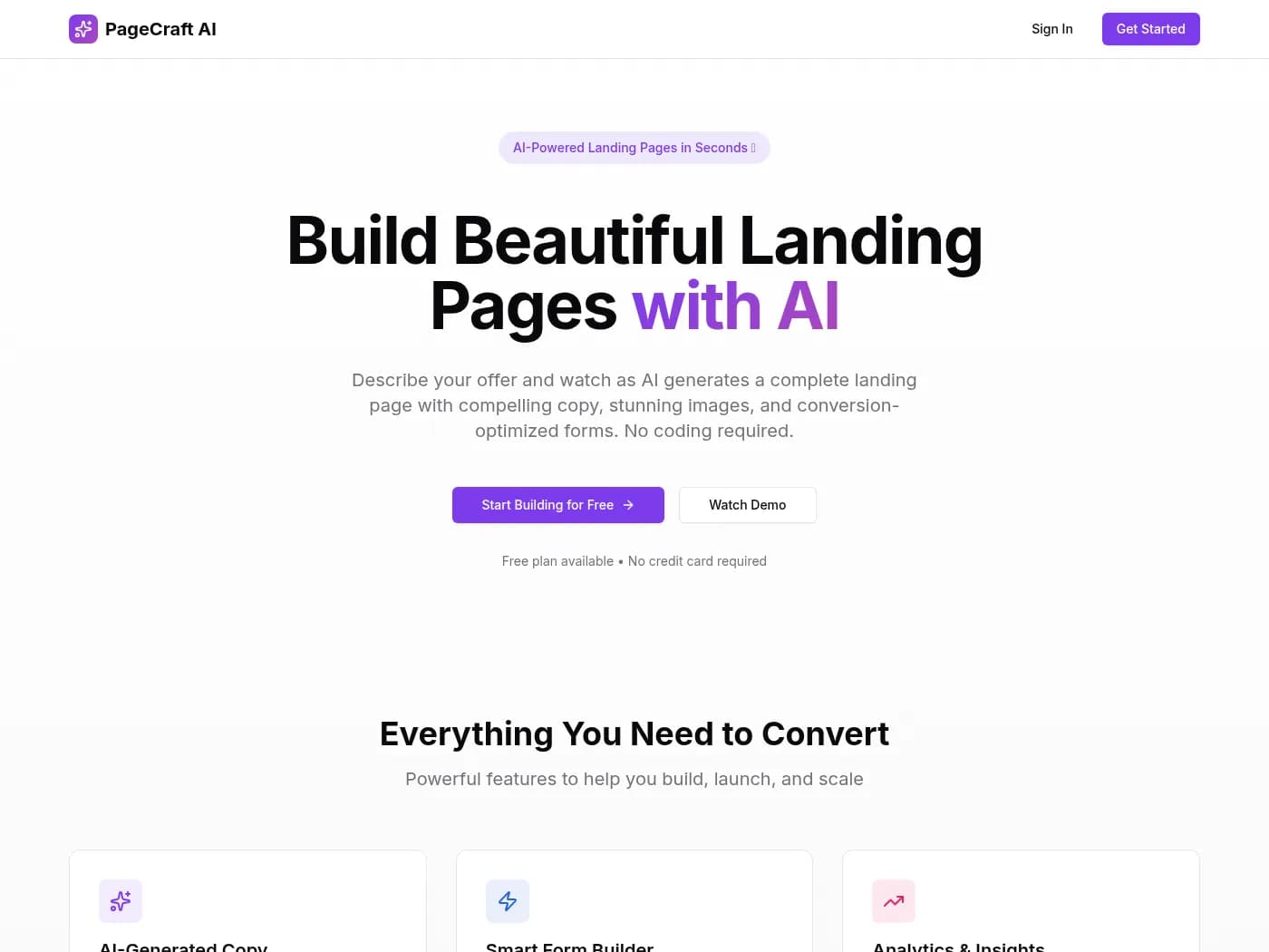 AI Landing Page Builder Platform
