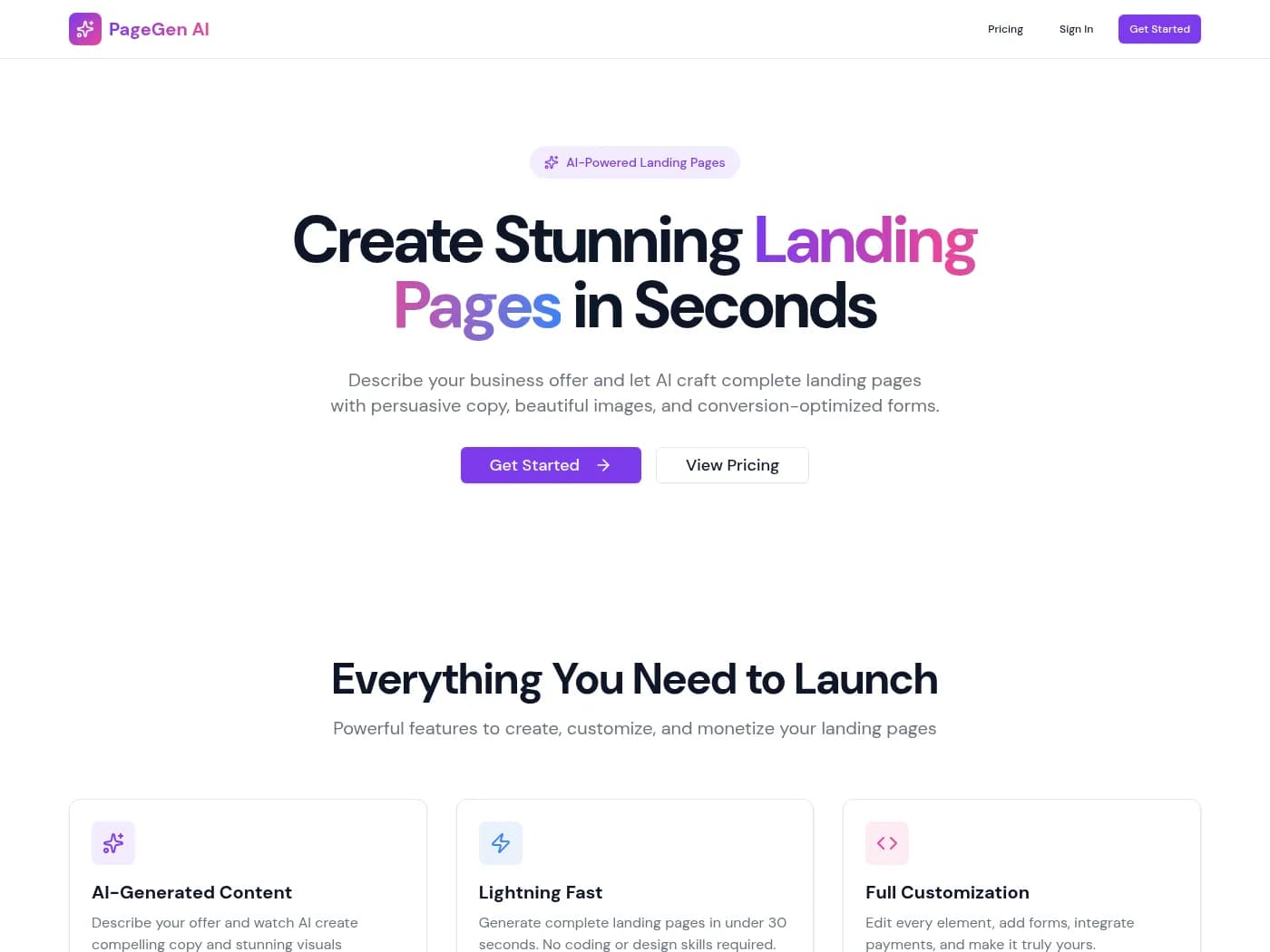 AI Landing Page Builder Platform