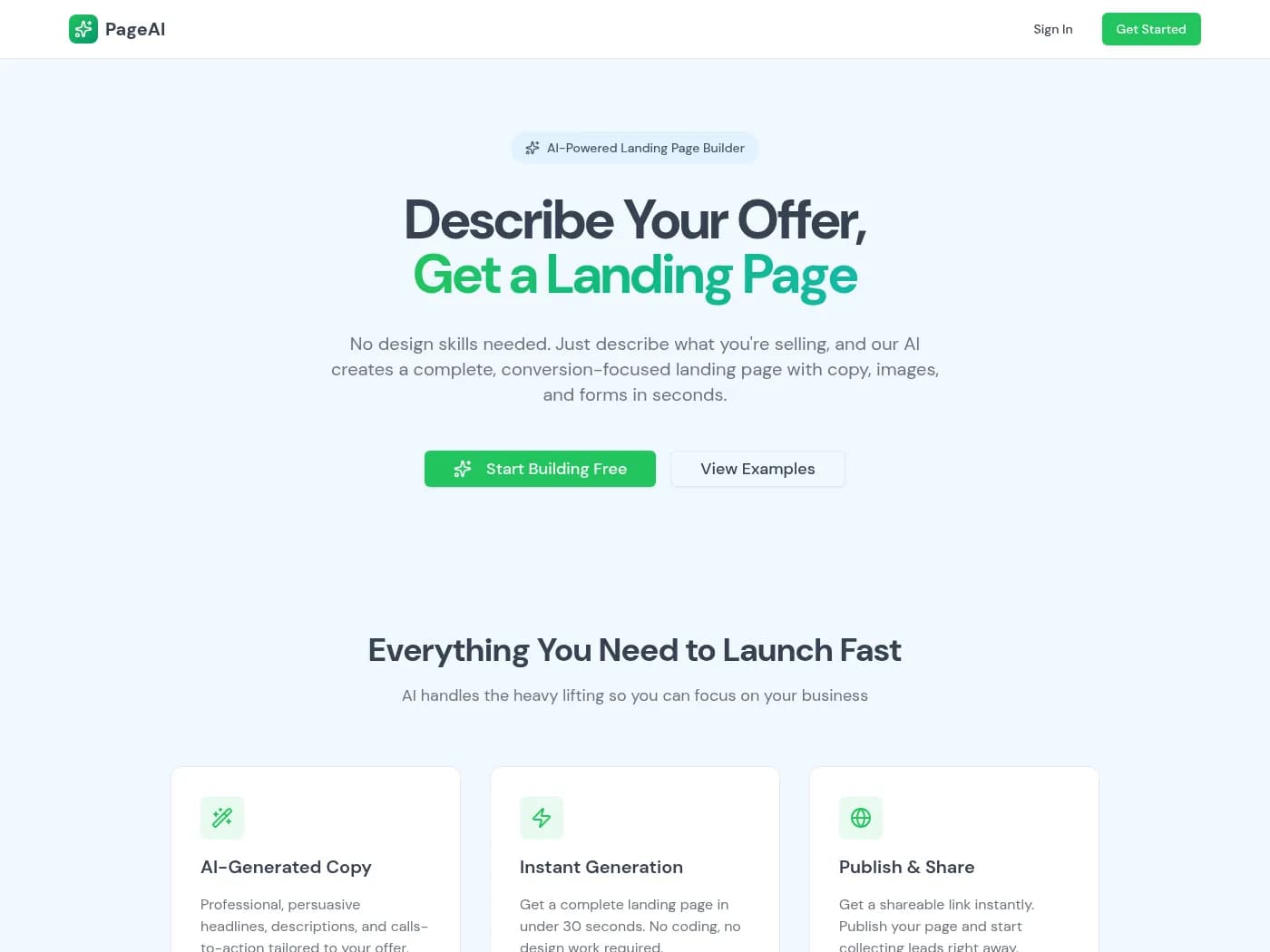 AI-Powered Landing Page Builder Platform