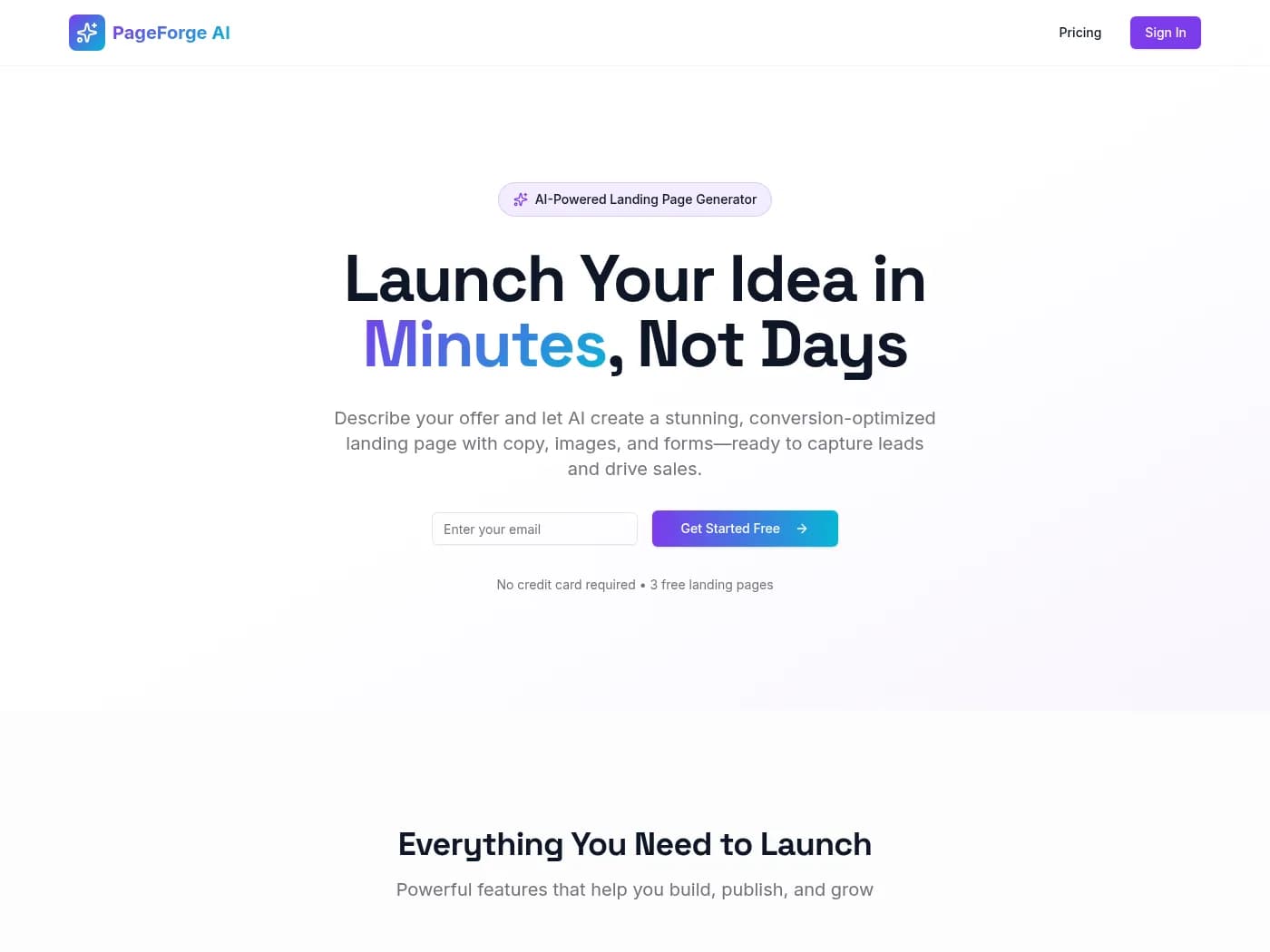 AI Landing Page Generator Platform