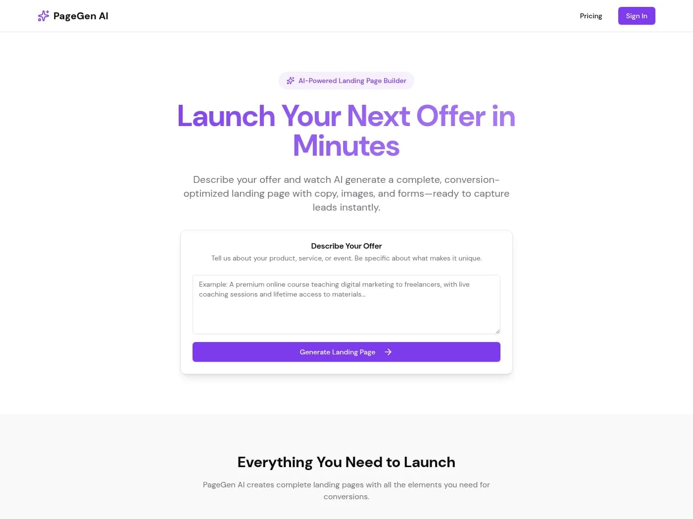 AI Landing Page Builder Platform