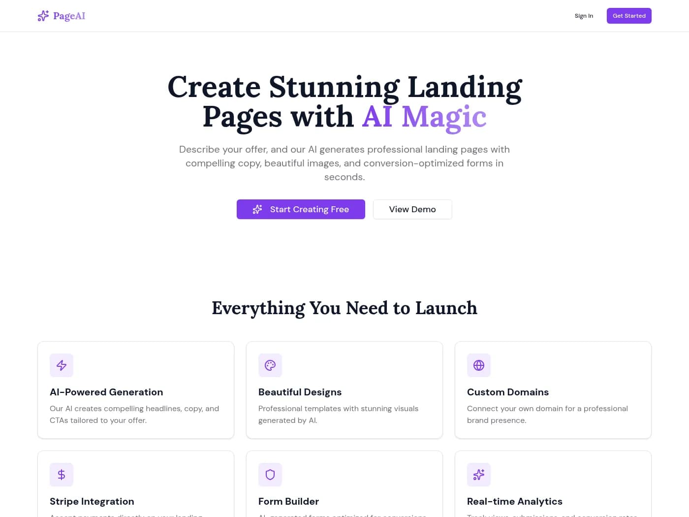 AI Landing Page Builder Platform