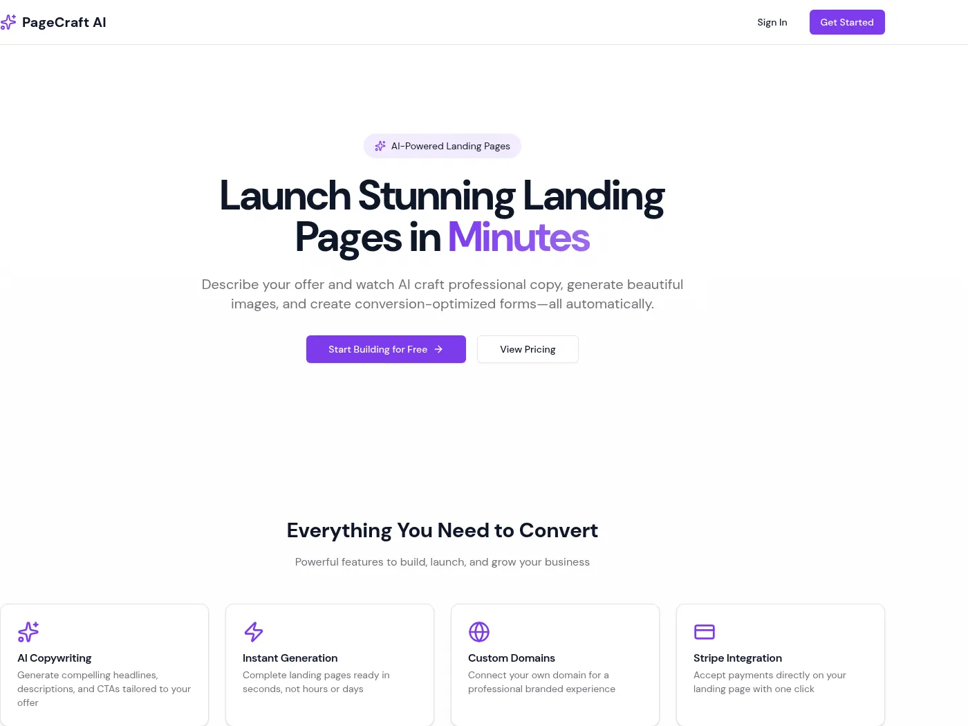 AI-Powered Landing Page Builder Platform