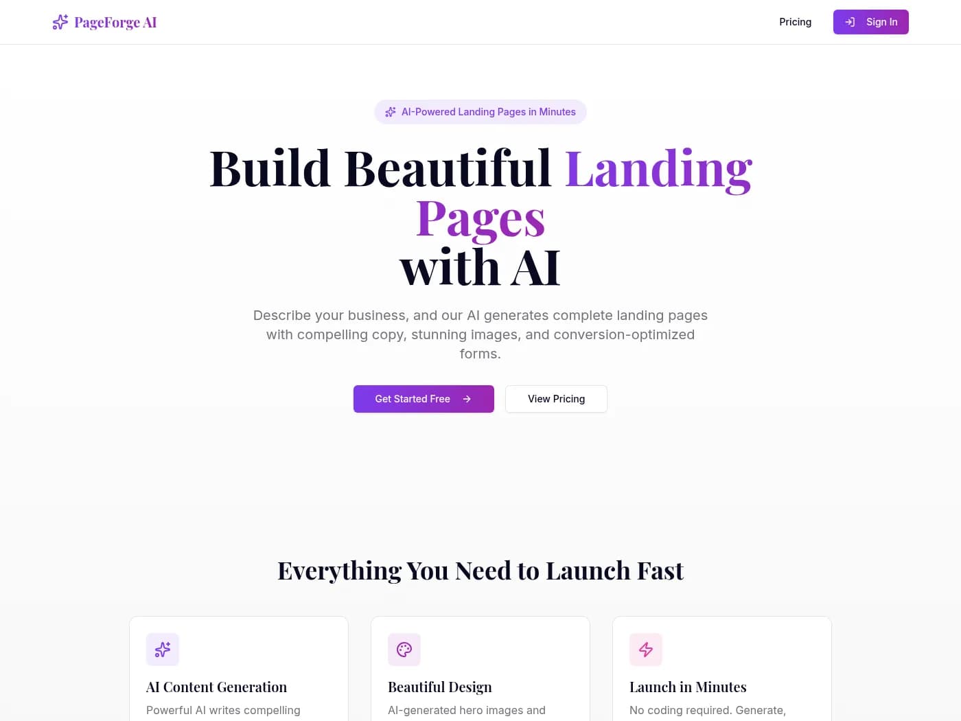 AI Landing Page Builder Platform