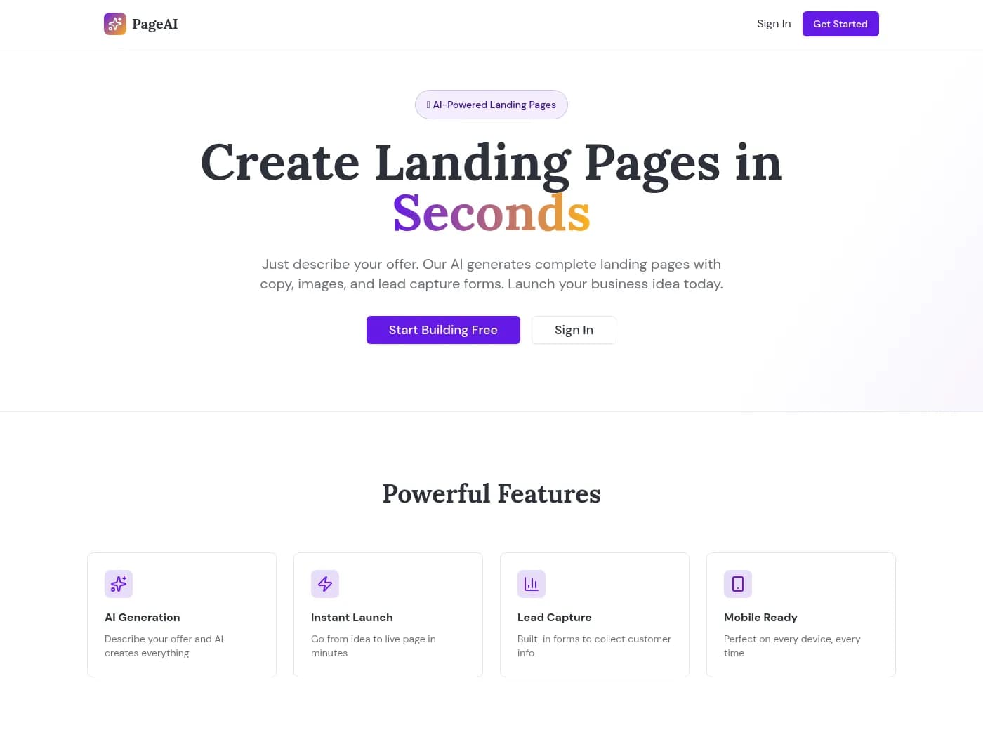 AI Landing Page Builder Platform
