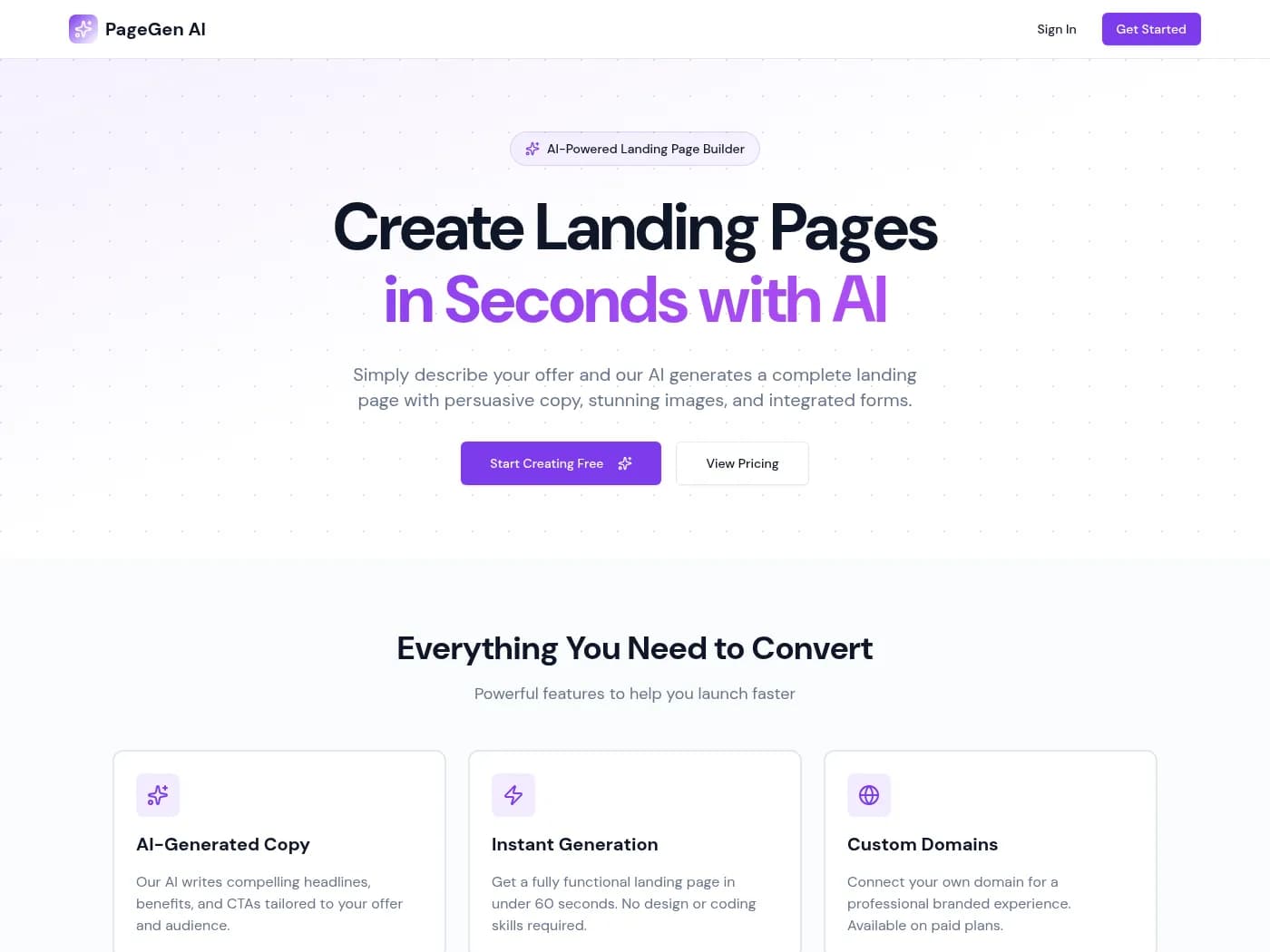 AI Landing Page Builder Platform