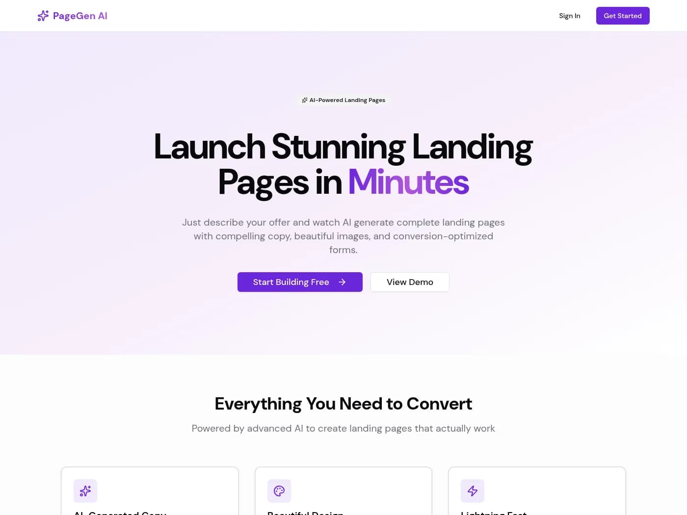 AI Landing Page Builder Platform