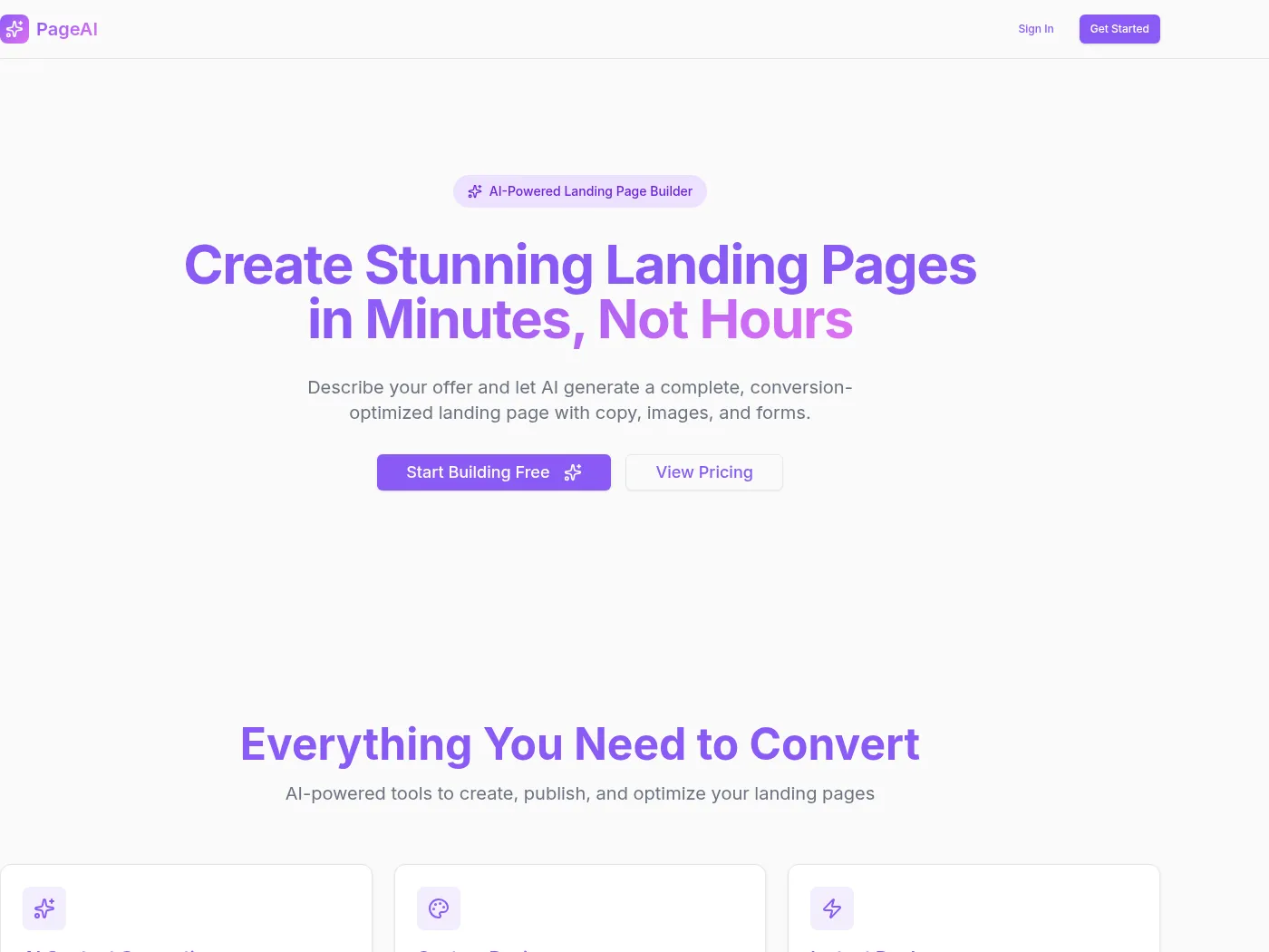AI Landing Page Builder Platform