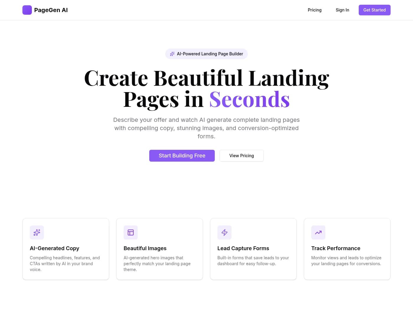 AI Landing Page Builder Platform