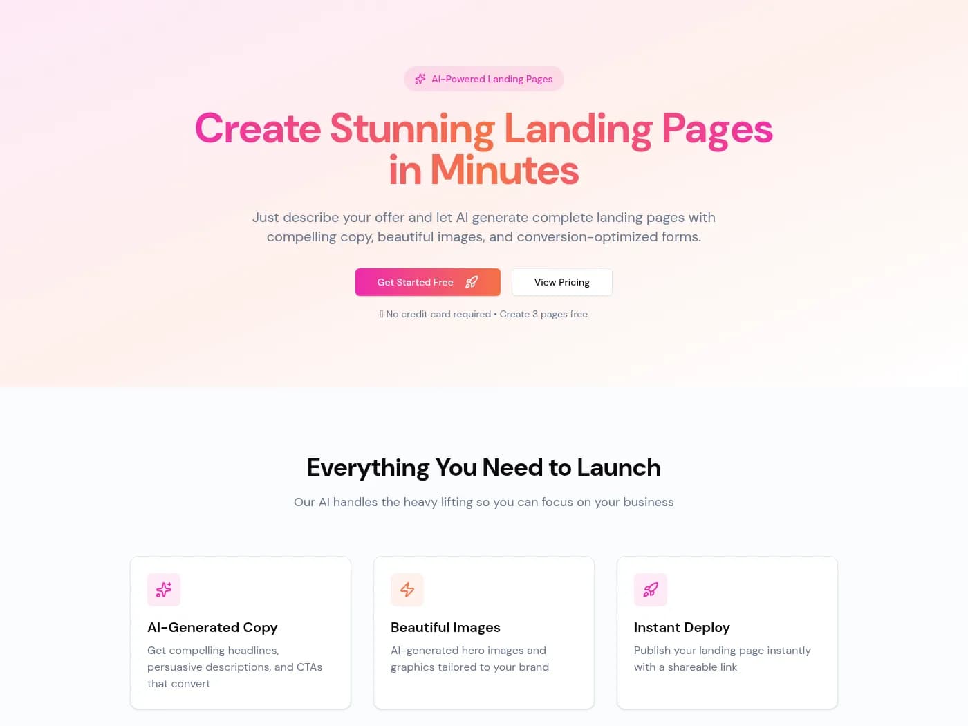 AI Landing Page Generator Platform