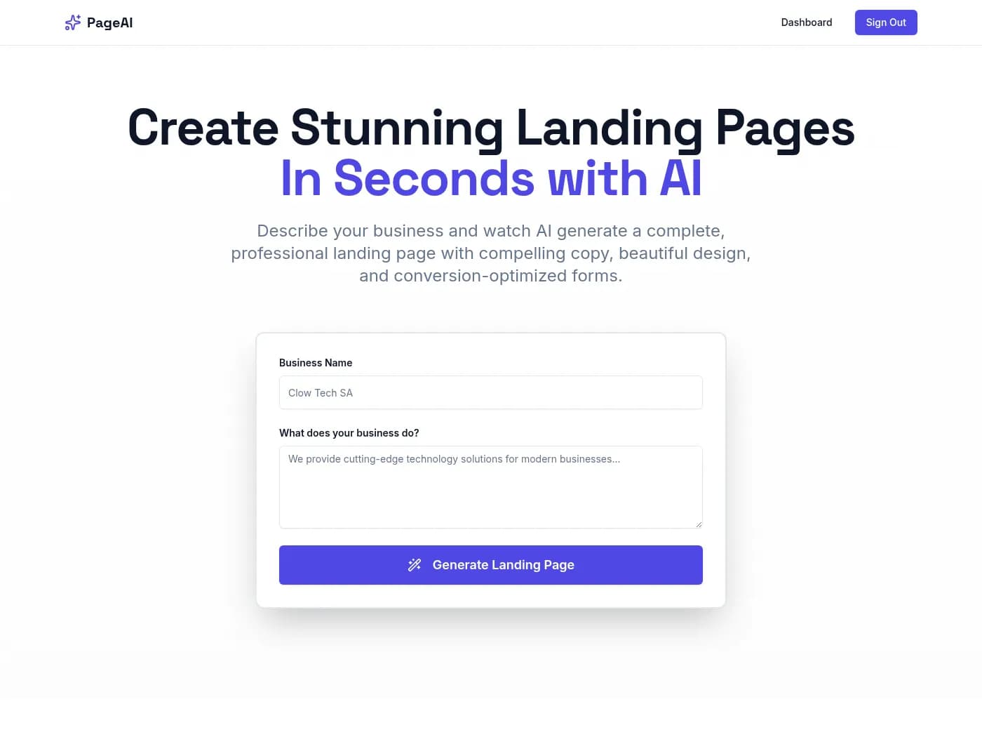 AI Landing Page Builder Platform