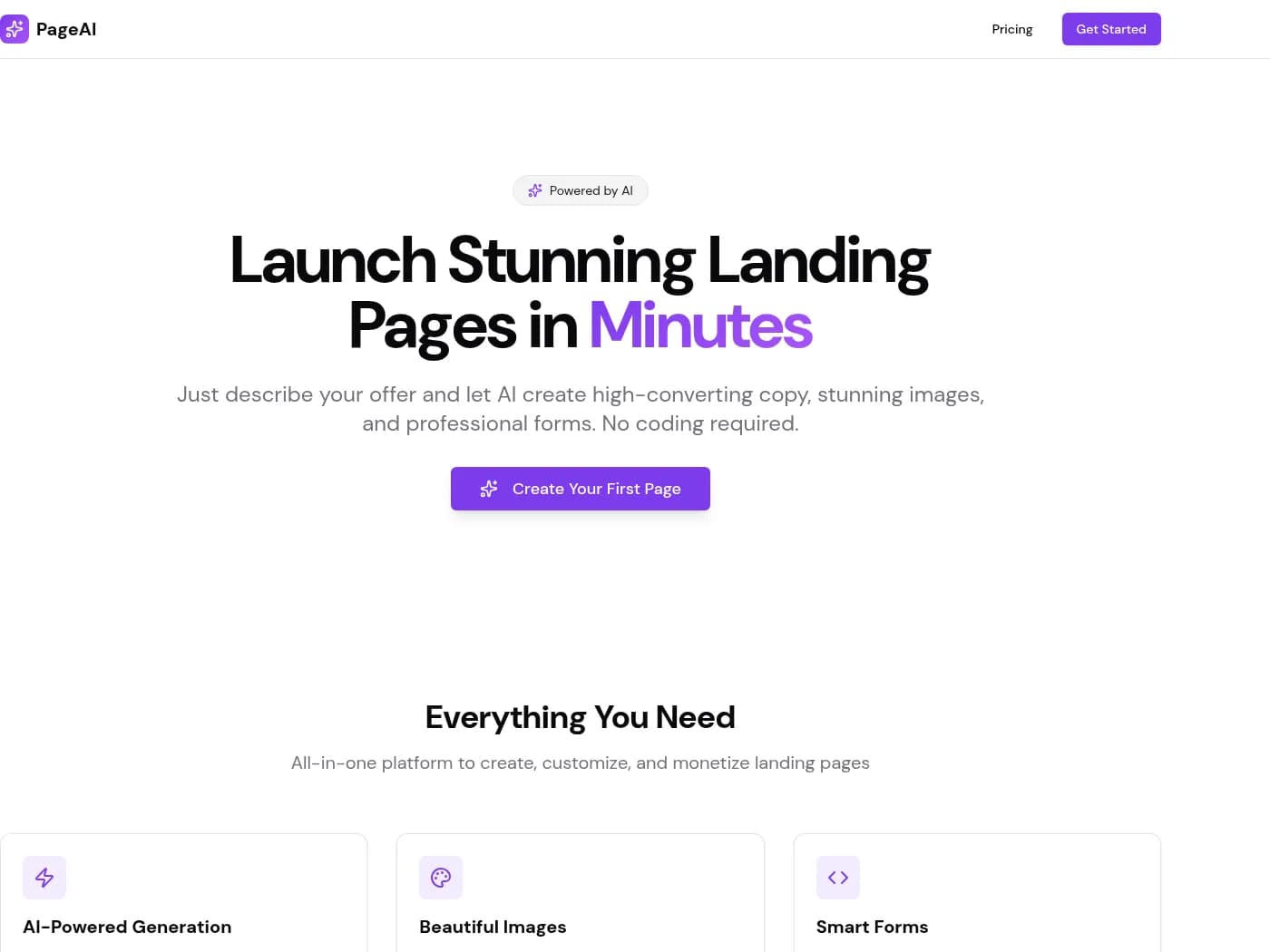 AI-powered landing page builder