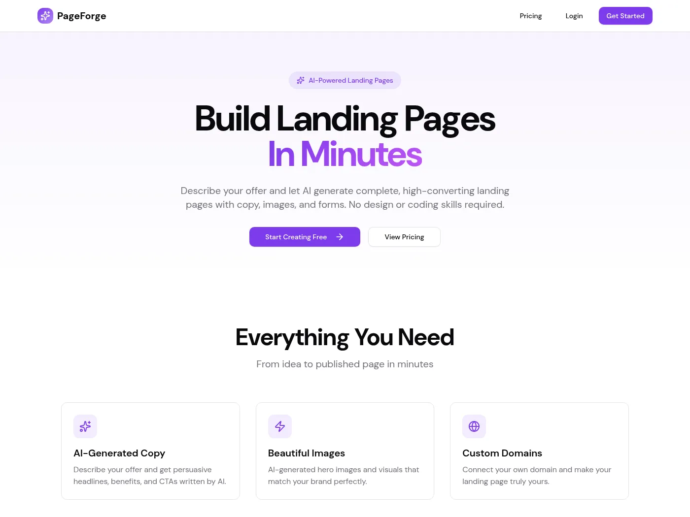 AI Landing Page Builder Platform