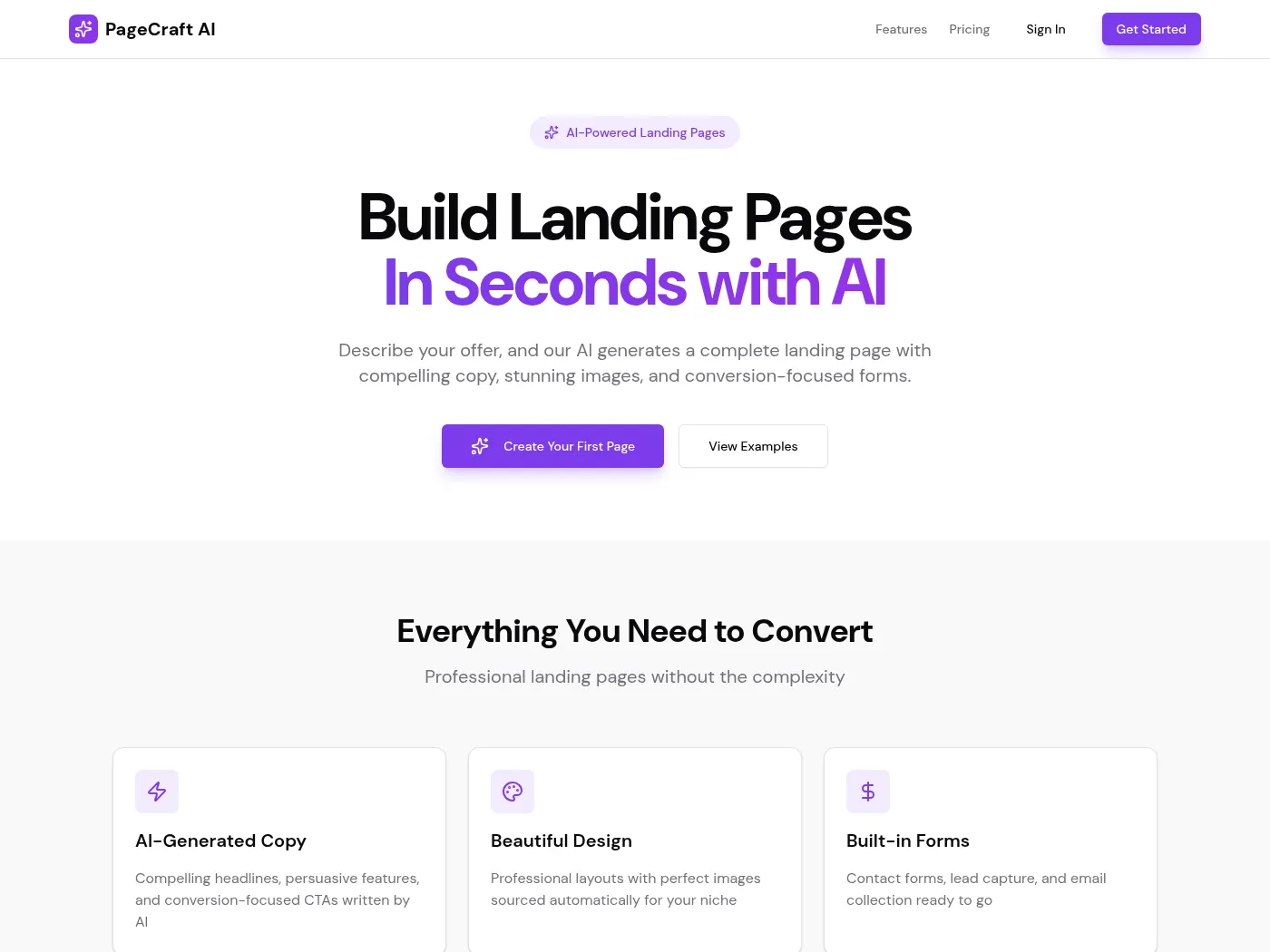 AI Landing Page Builder Platform