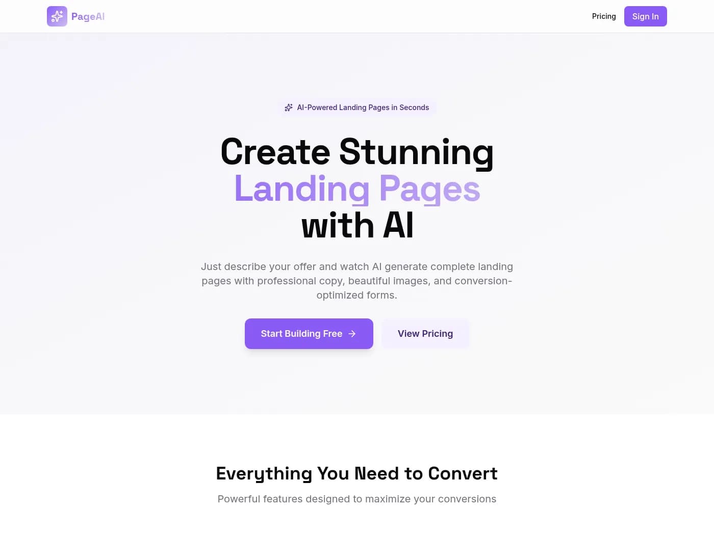 AI-Powered Landing Page Builder Platform