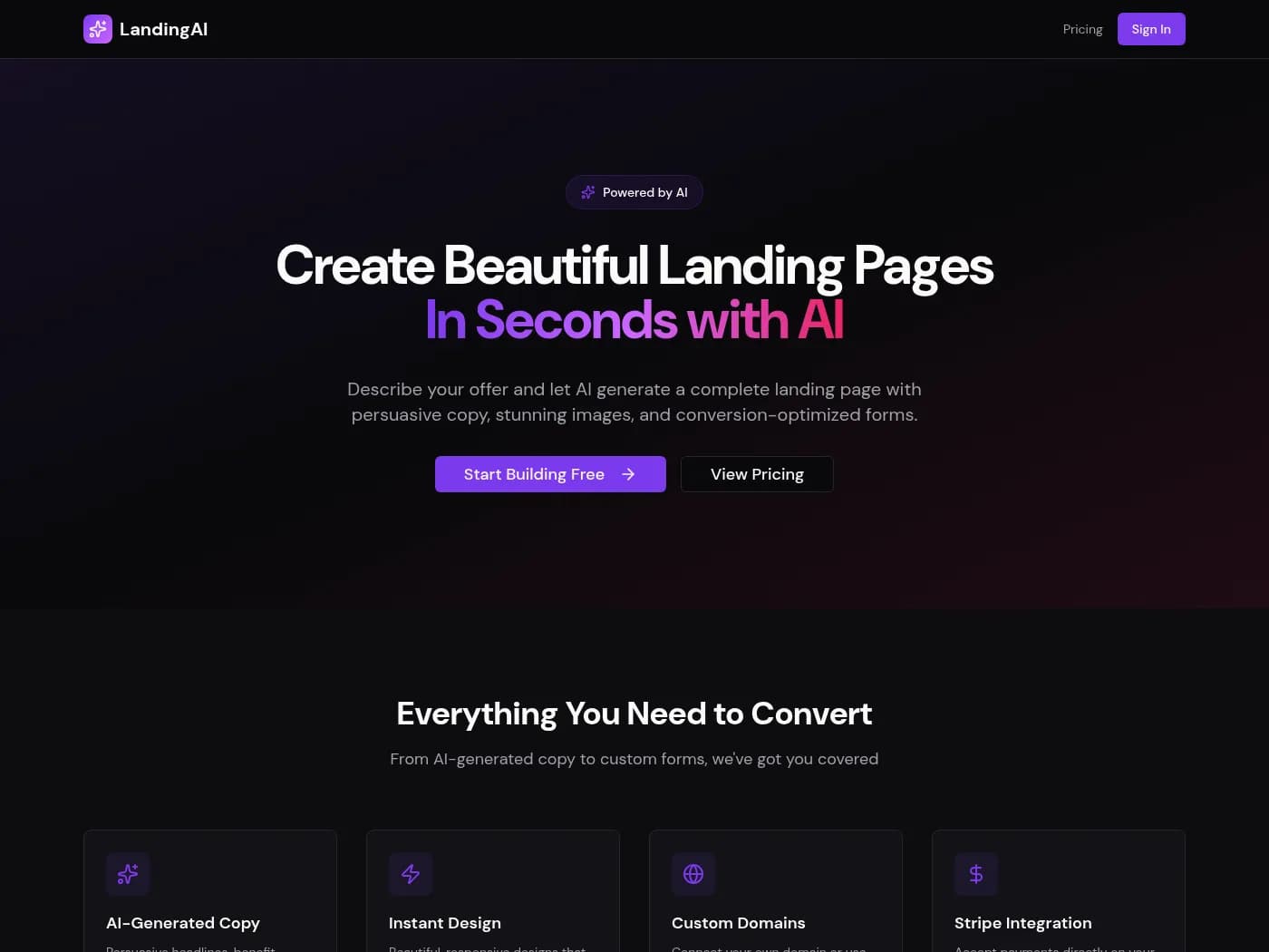 AI-Powered Landing Page Builder Platform