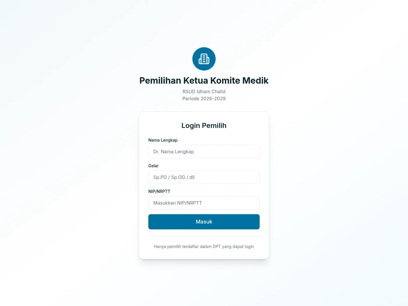 AI-Powered Secure Online Voting Platform for Hospital Medical Committee Election (RSUD Idham Chalid 2026-2029)