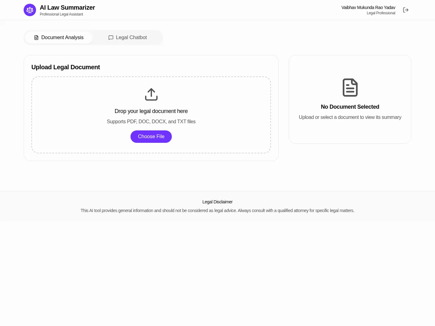 AI Law Summariser & Legal Chatbot