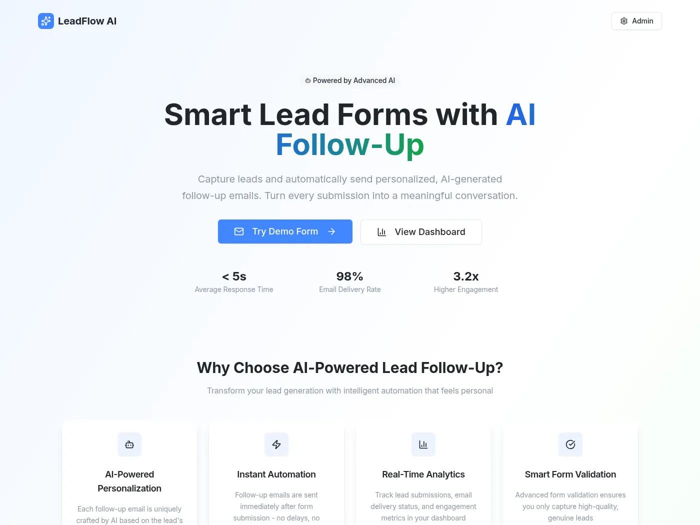 AI-Powered Lead Form with Automated Email Follow-Up