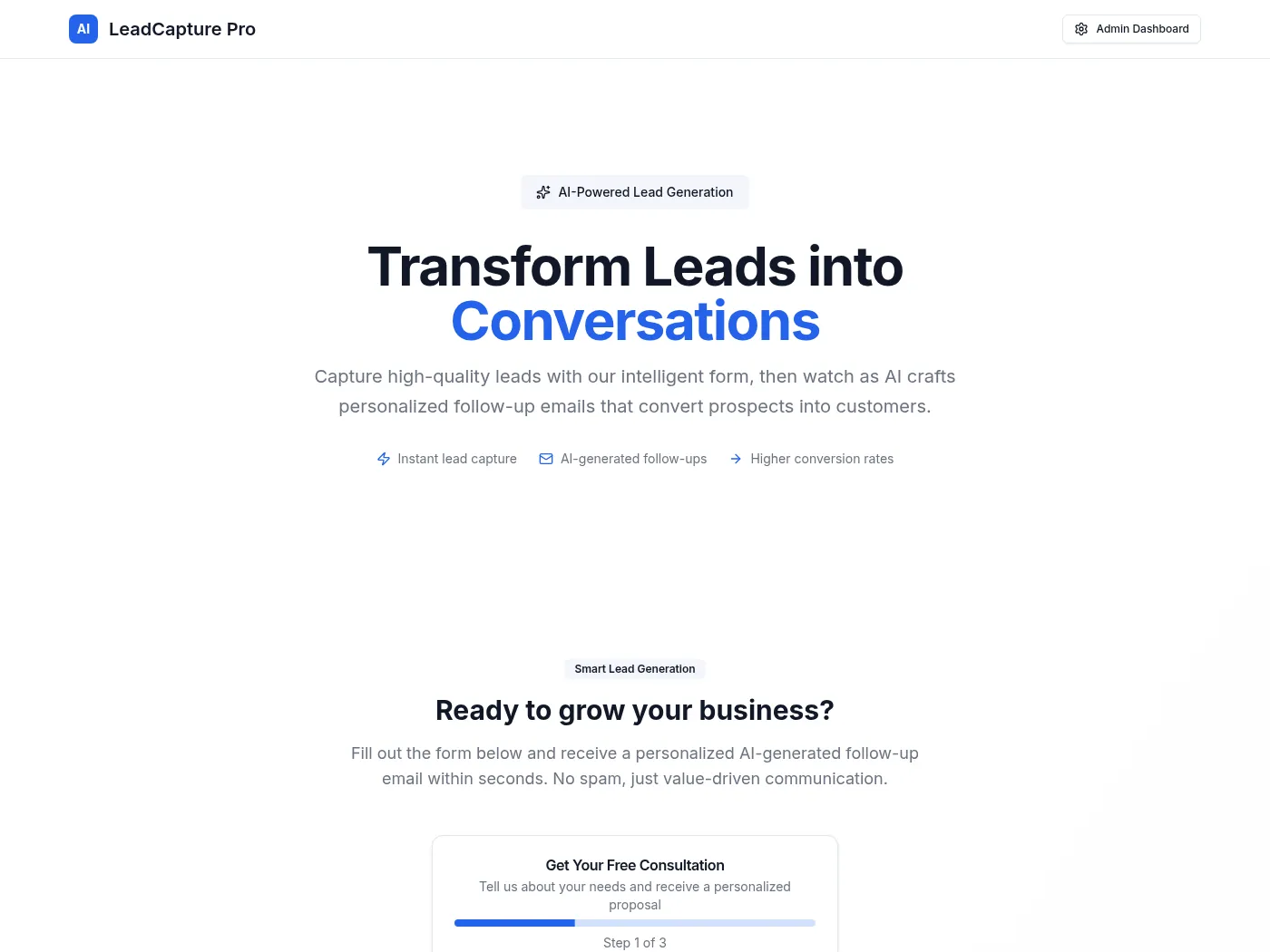 AI-Enhanced Lead Form with Automated Email Follow-Up