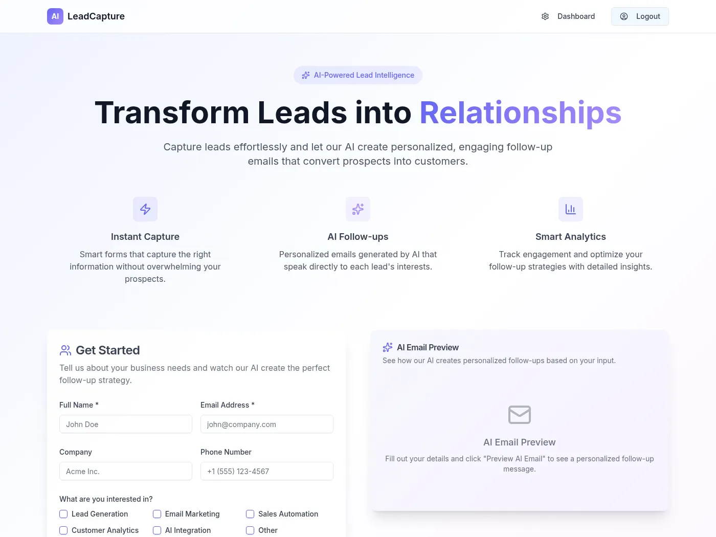 AI-Powered Lead Capture & Automated Email Follow-Up