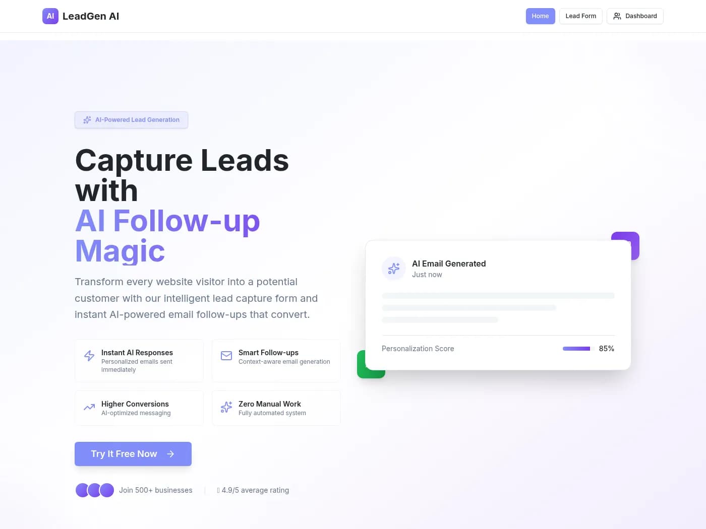 AI-Powered Lead Form with Intelligent Email Follow-Up