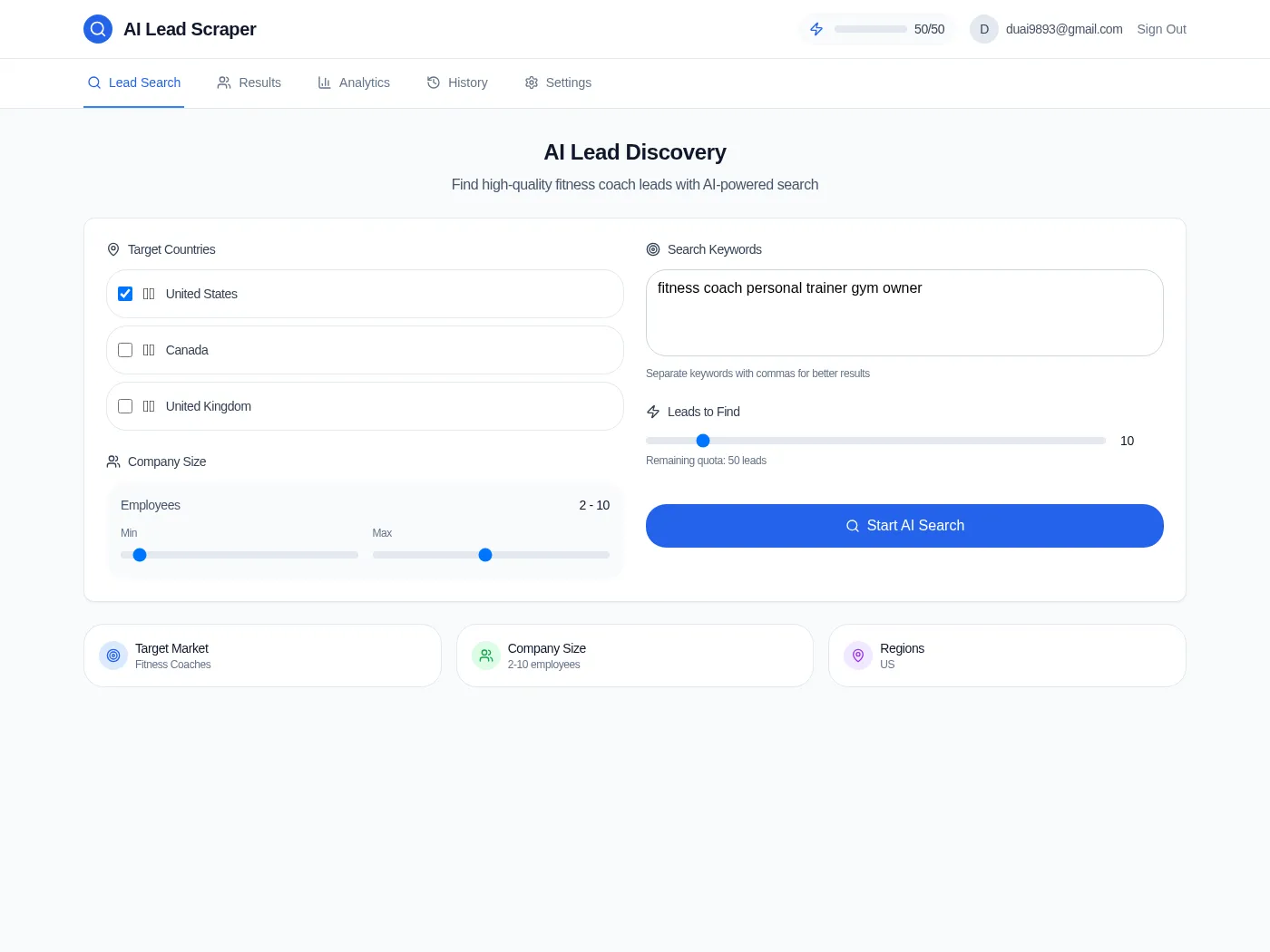 AI Lead Scraper for Fitness Coach Agencies