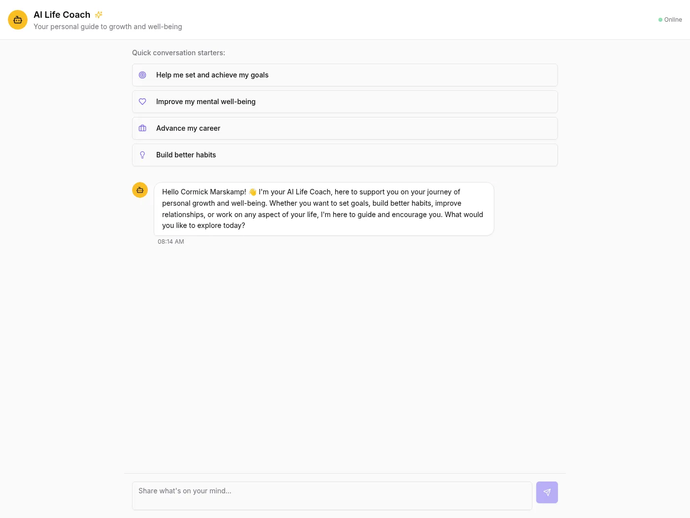 AI Life Coach Chatbot