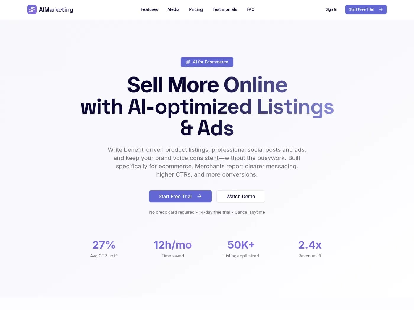 AI Marketing SaaS Landing Page