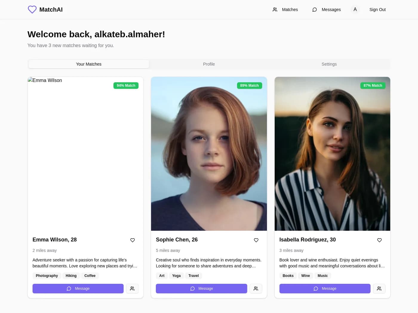 AI Matchmaking Website