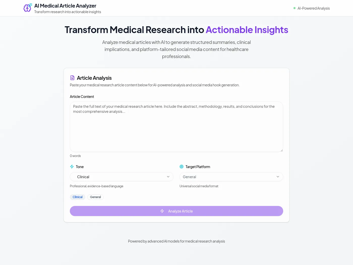 AI-Powered Medical Article Analyzer API