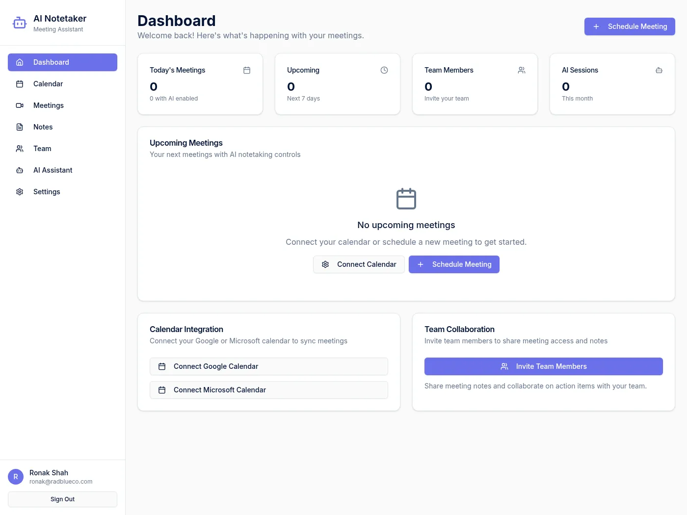 AI Meeting Notetaker & Calendar Sync App