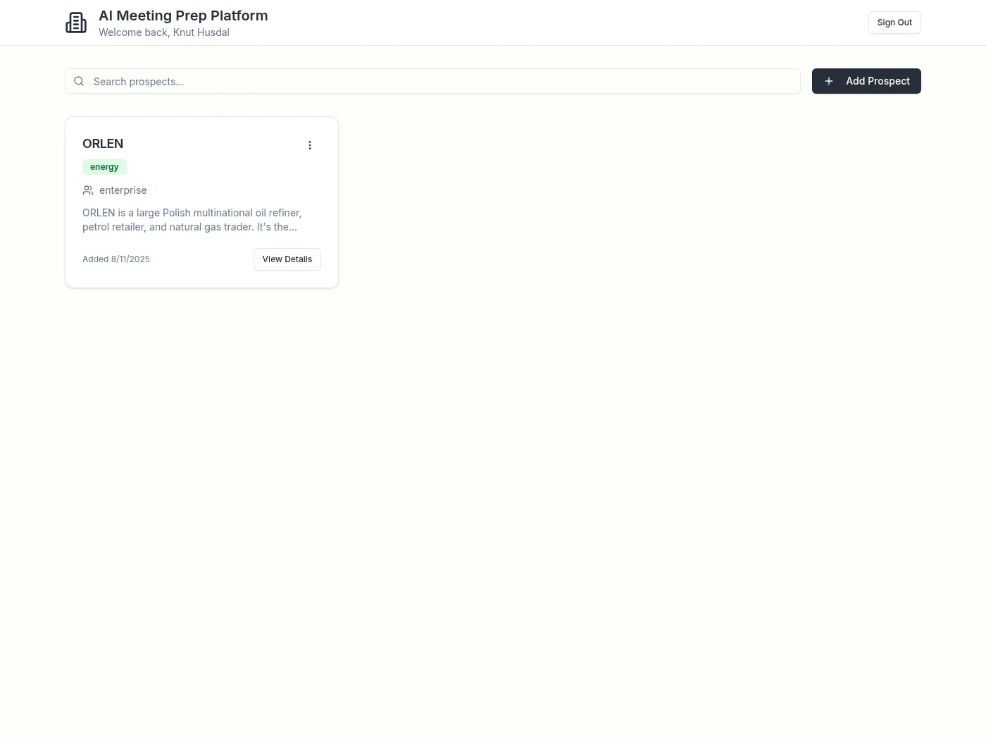 AI Meeting Prep Platform for Sales & Business Development