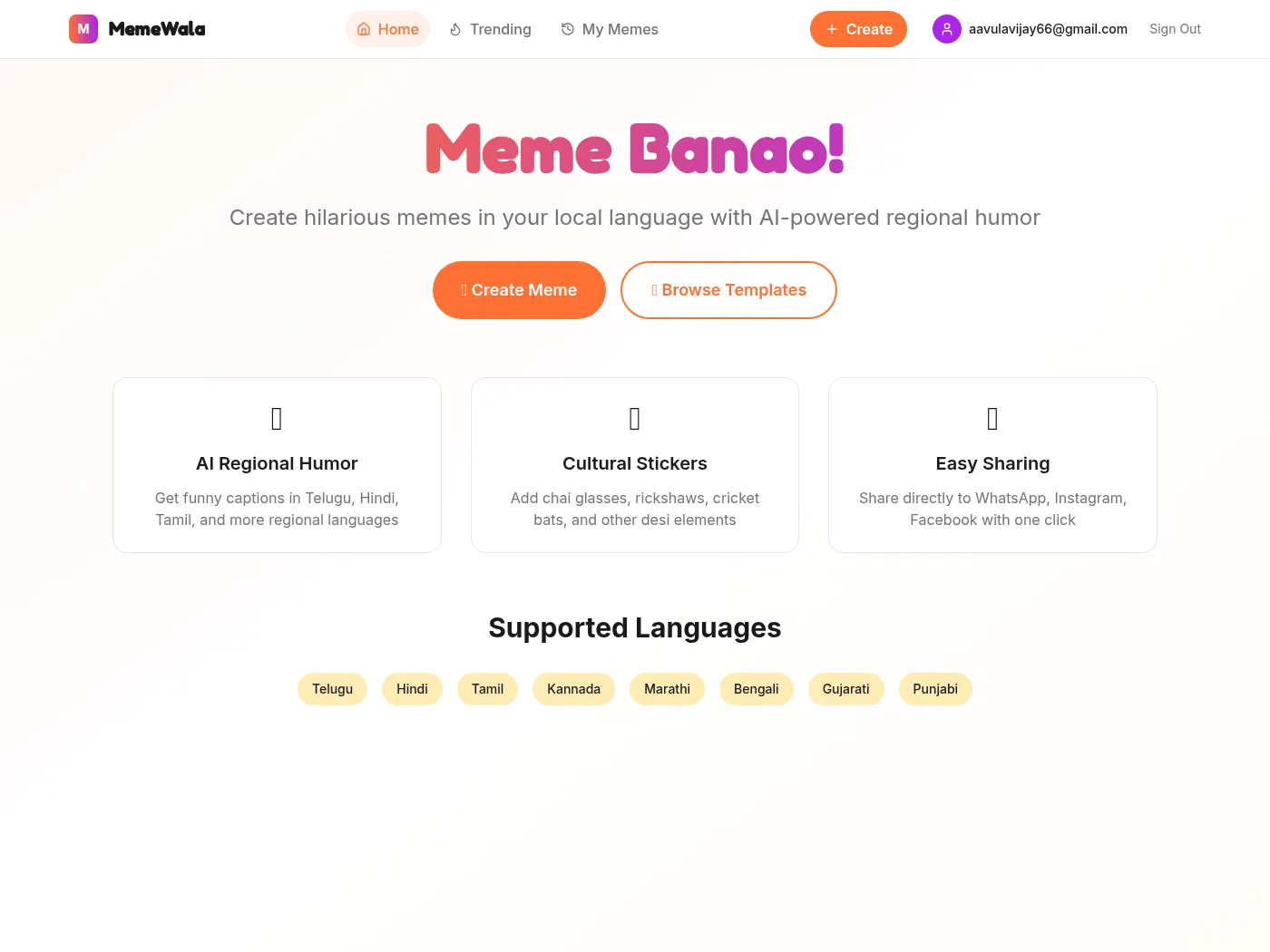 AI Meme Generator with Regional Language Twist