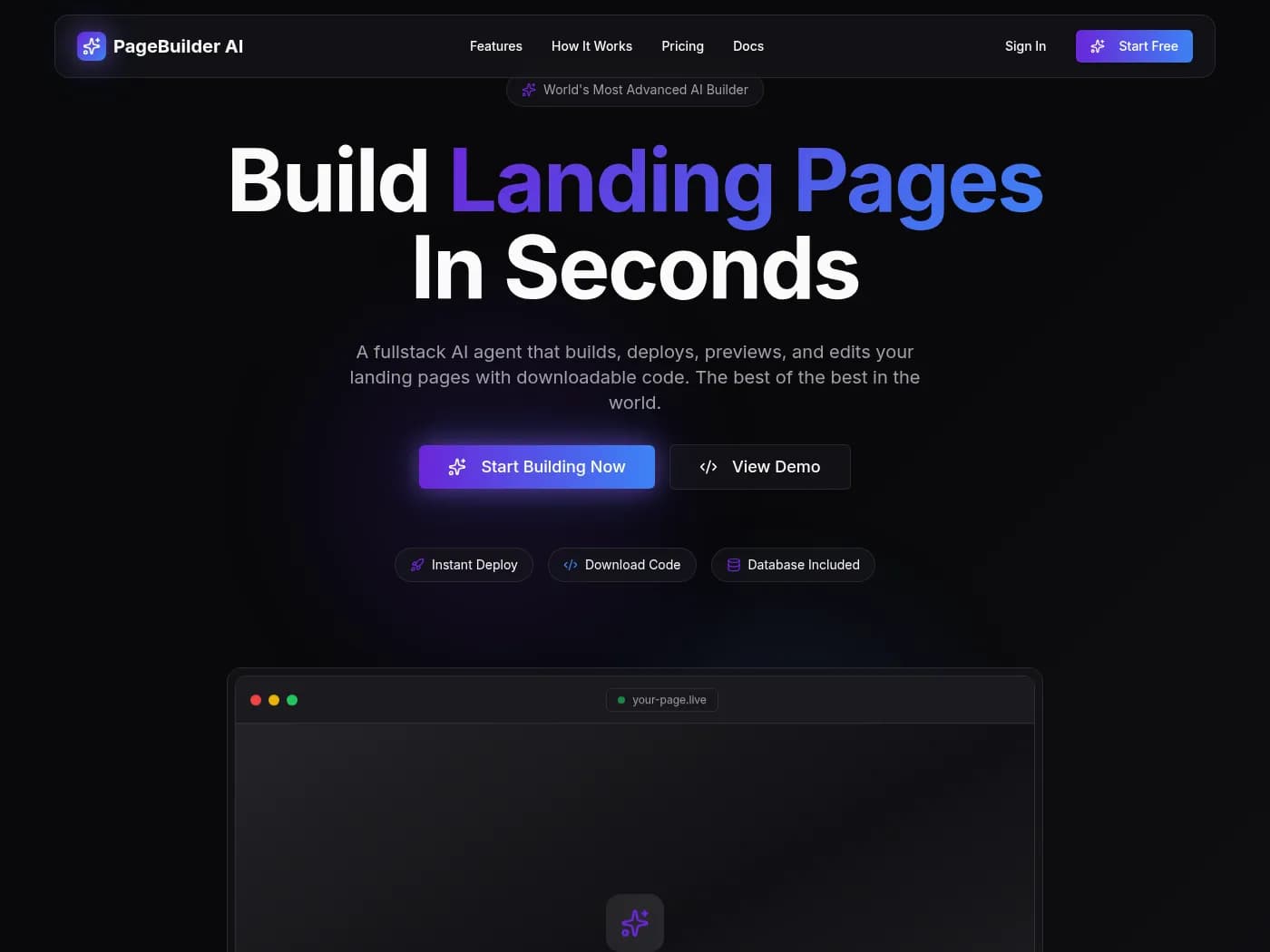 AI-Powered Minimalist Landing Page Builder