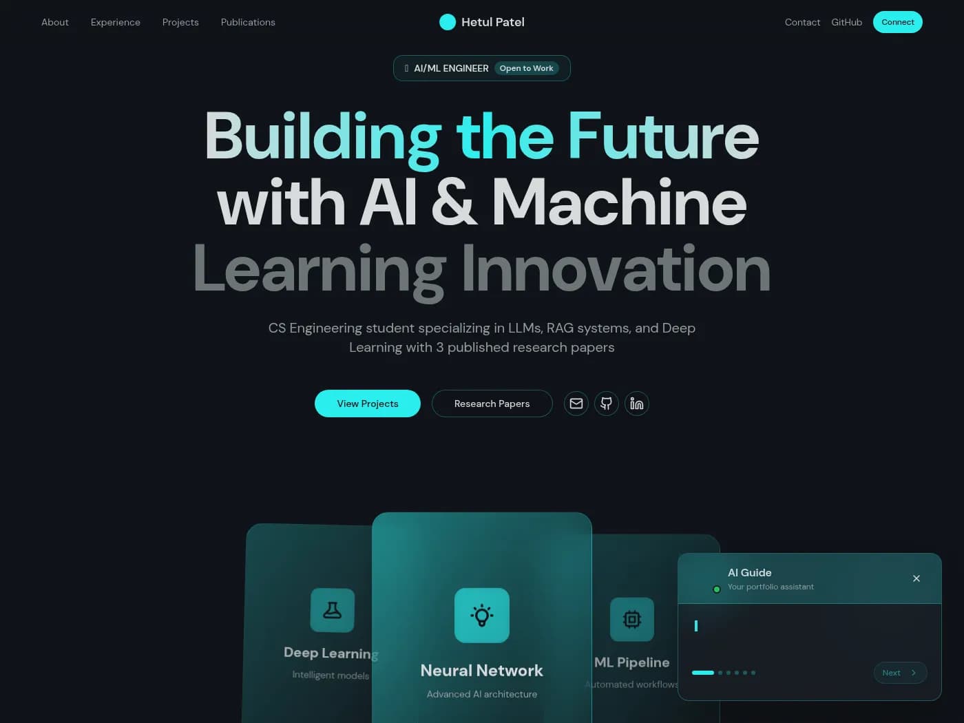 AI/ML Animated Homepage Showcase