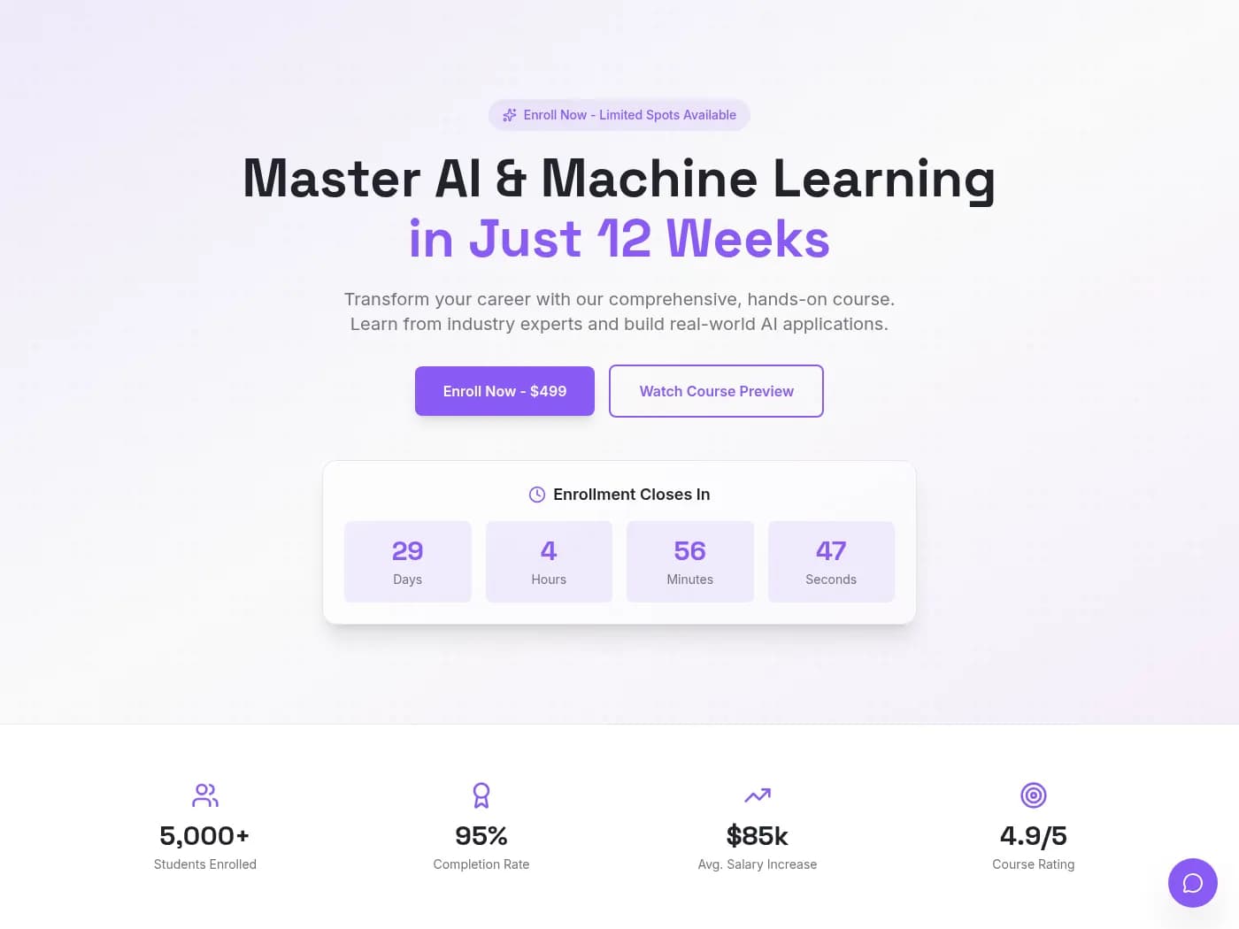 AI & Machine Learning Course Landing Page