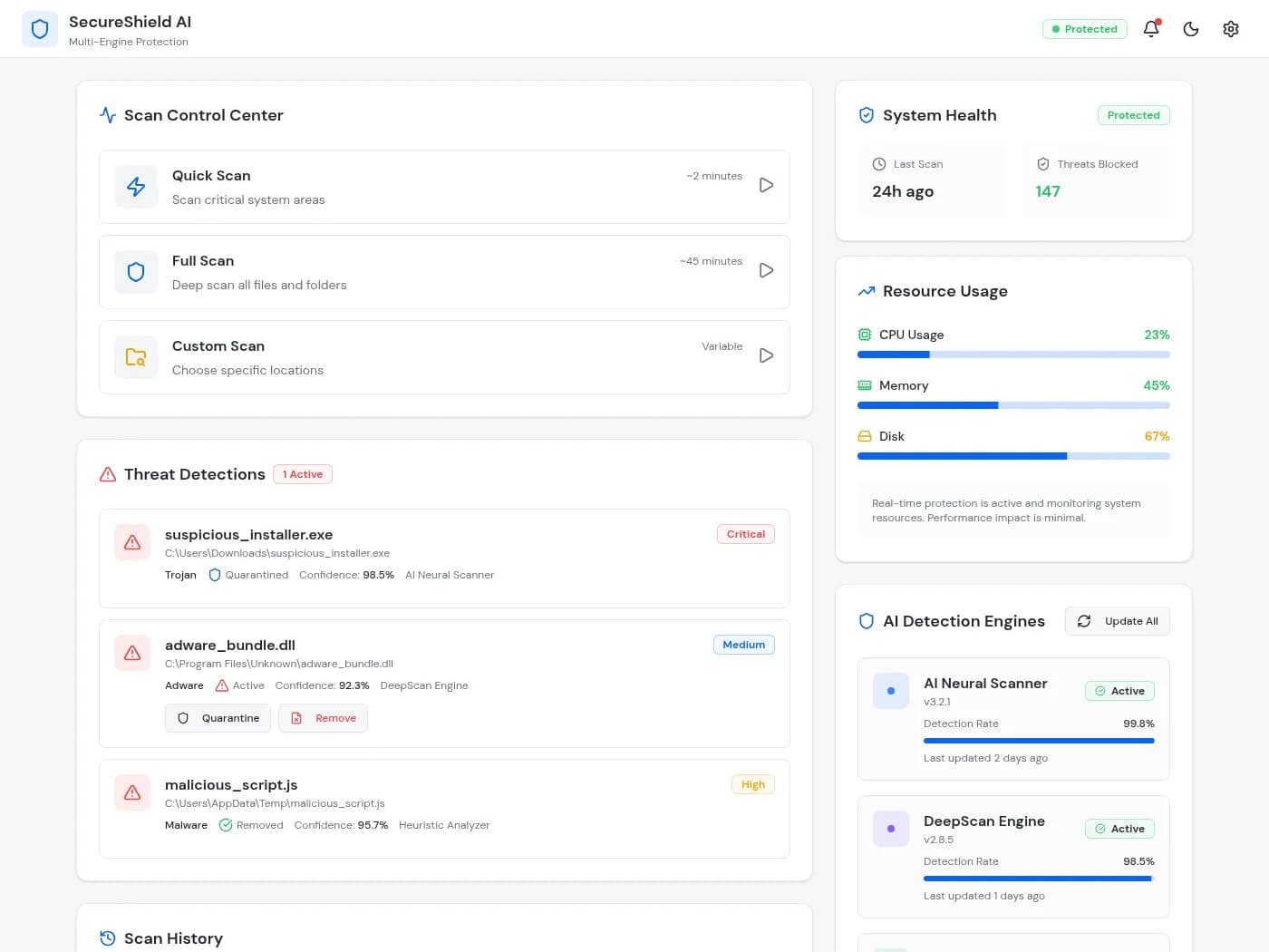 AI Multi-Engine Antivirus for Windows